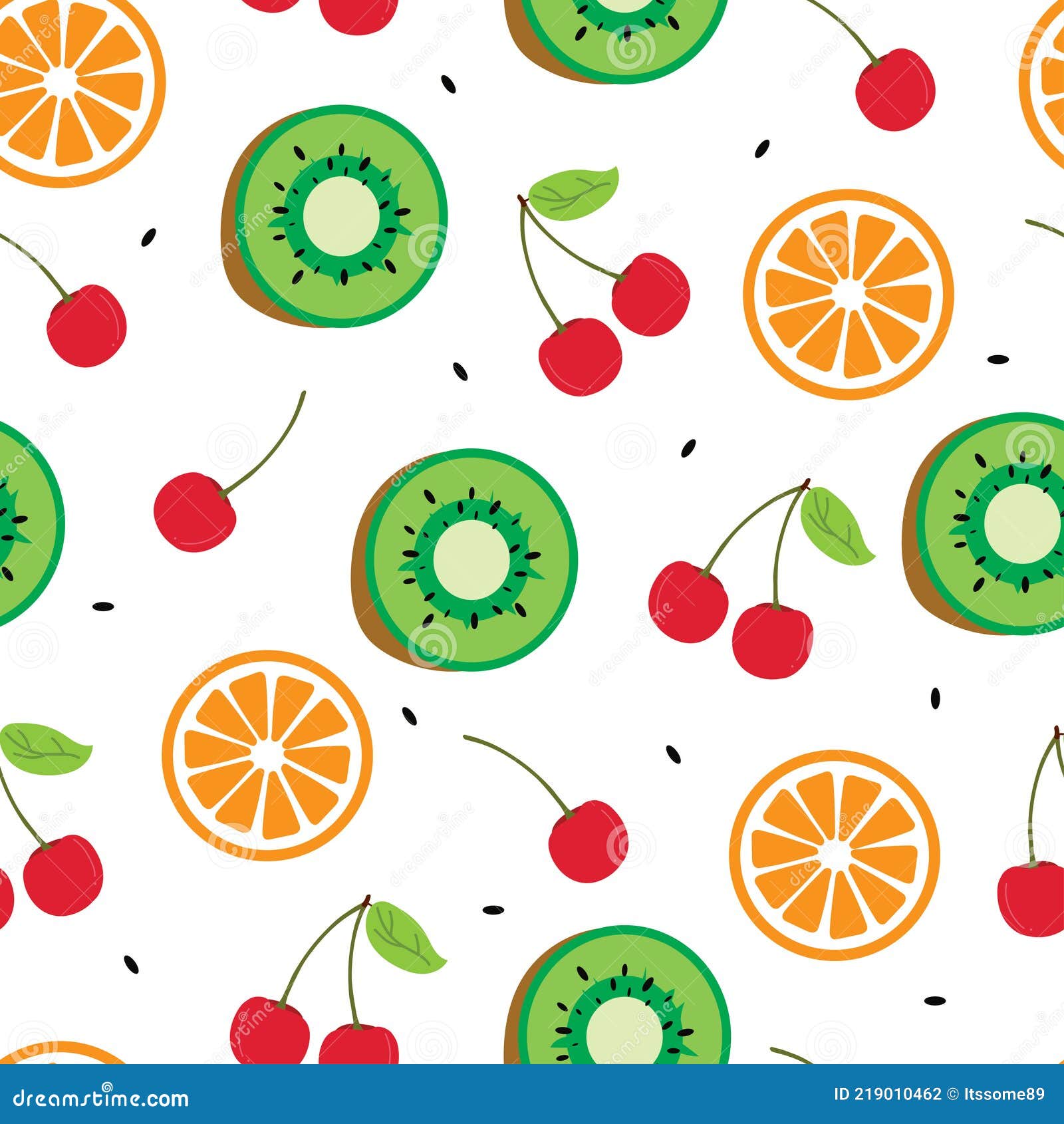 Cute Seamless Pattern with Cartoon Fruits for Fabric Print, Textile ...