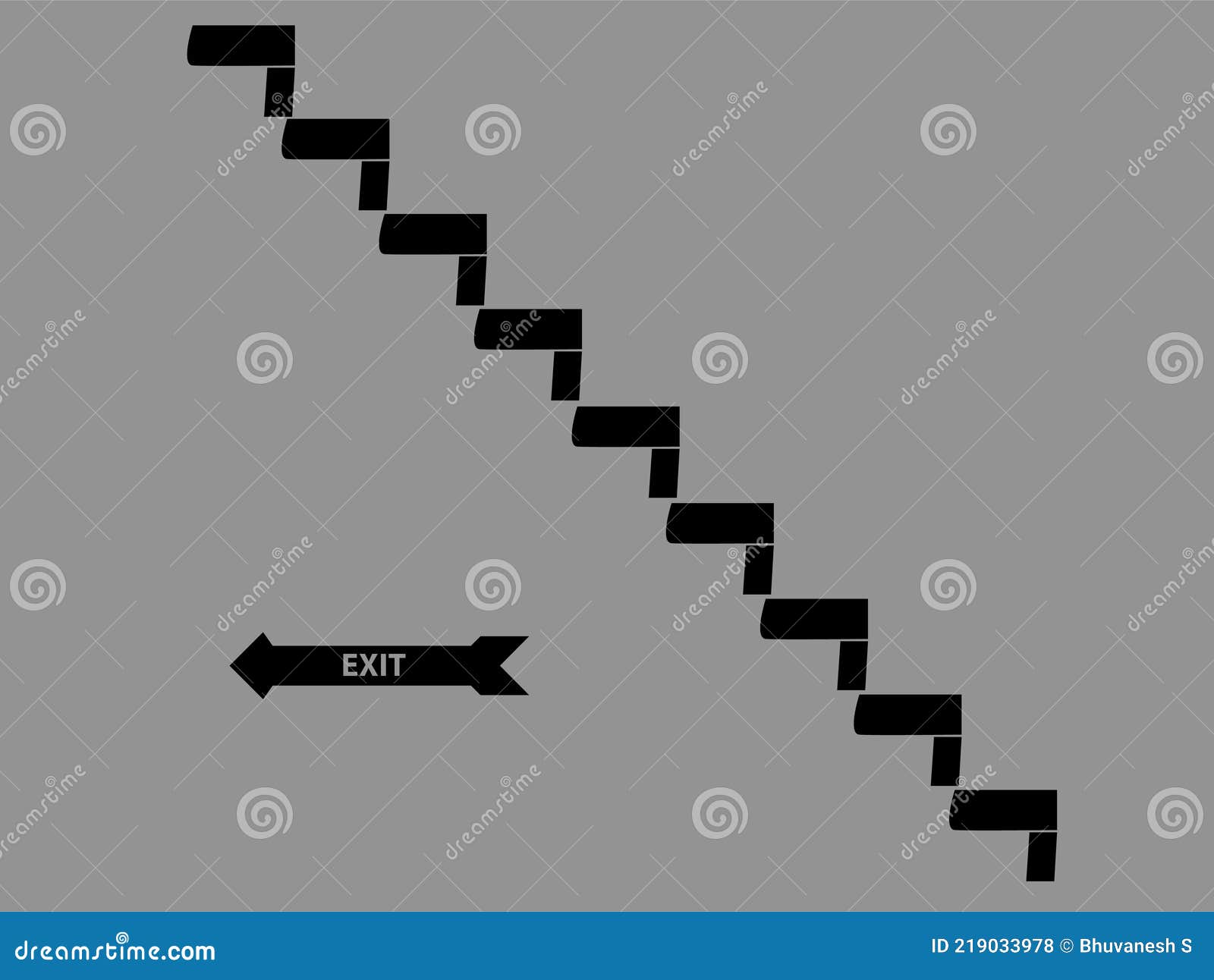 Concept of Exit Signage Under a Staircase Stock Vector - Illustration ...