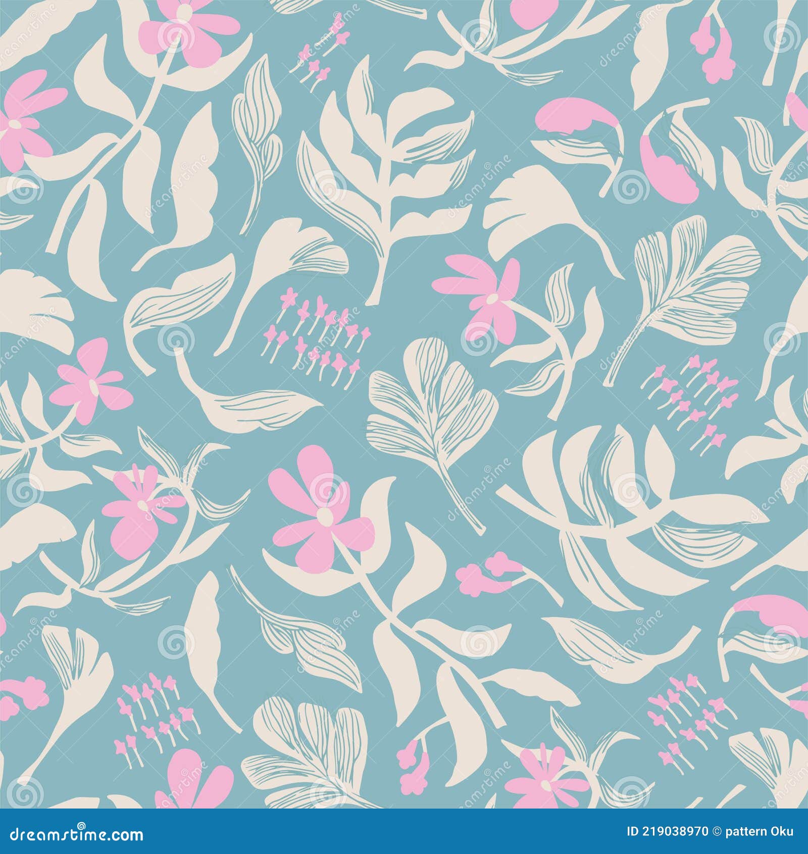 Vector Scandinavian Simple Flower Illustration Motif Seamless Repeat ...