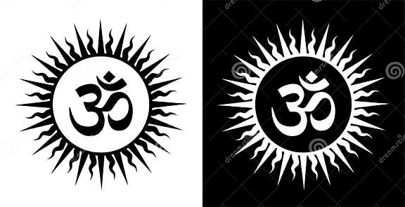 Om design with Sun flames stock vector. Illustration of elephant ...