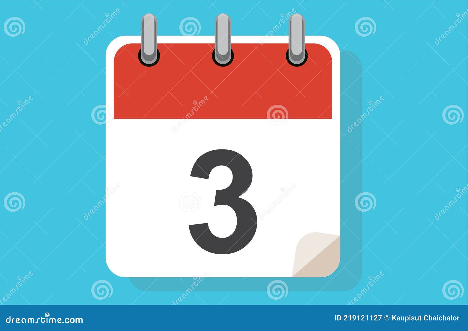 Day Three. Simple Calendar with Date 3.Flat Calendar Icon Vector ...