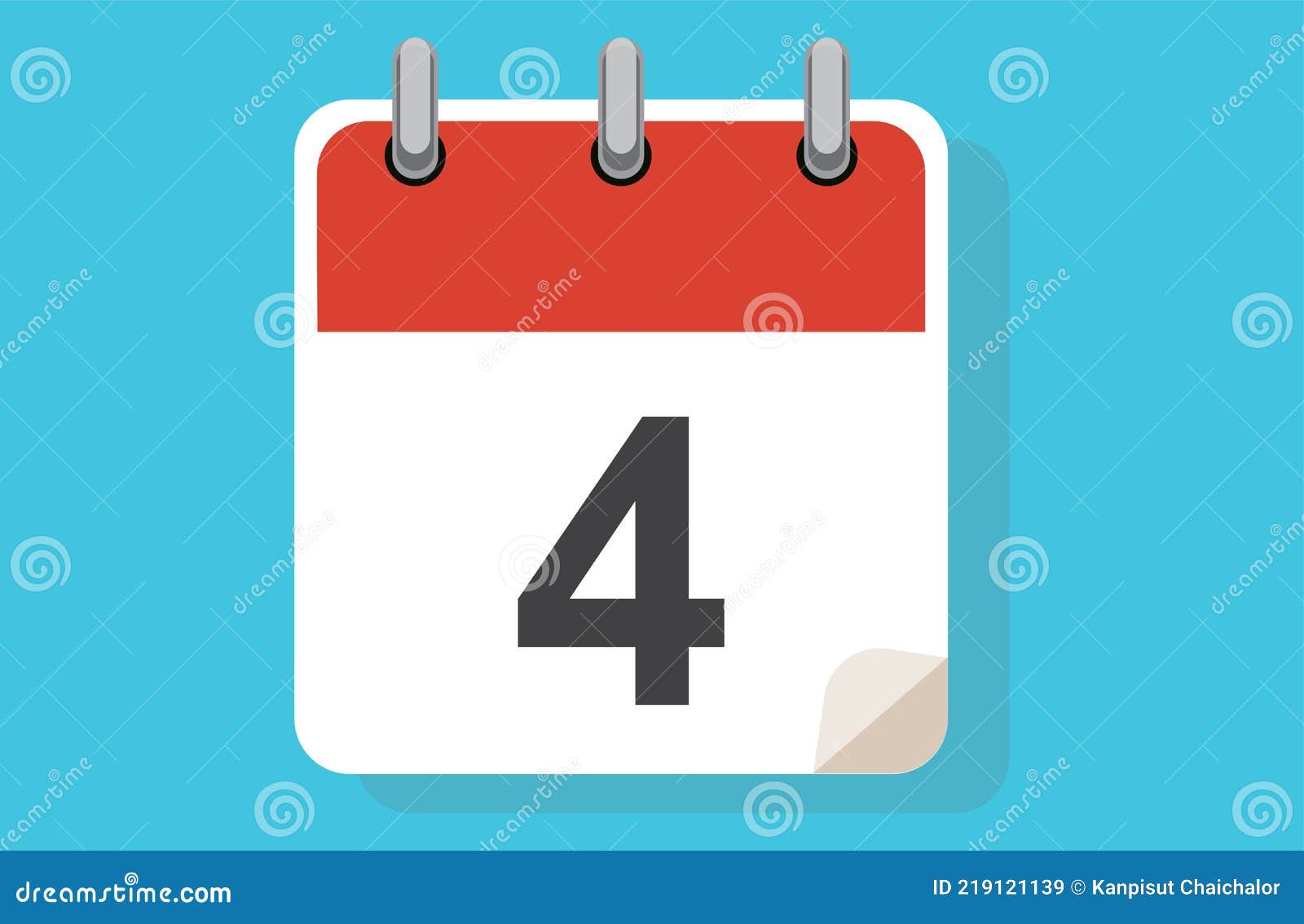 Day Four. Simple Calendar with Date 4.Flat Calendar Icon Vector ...