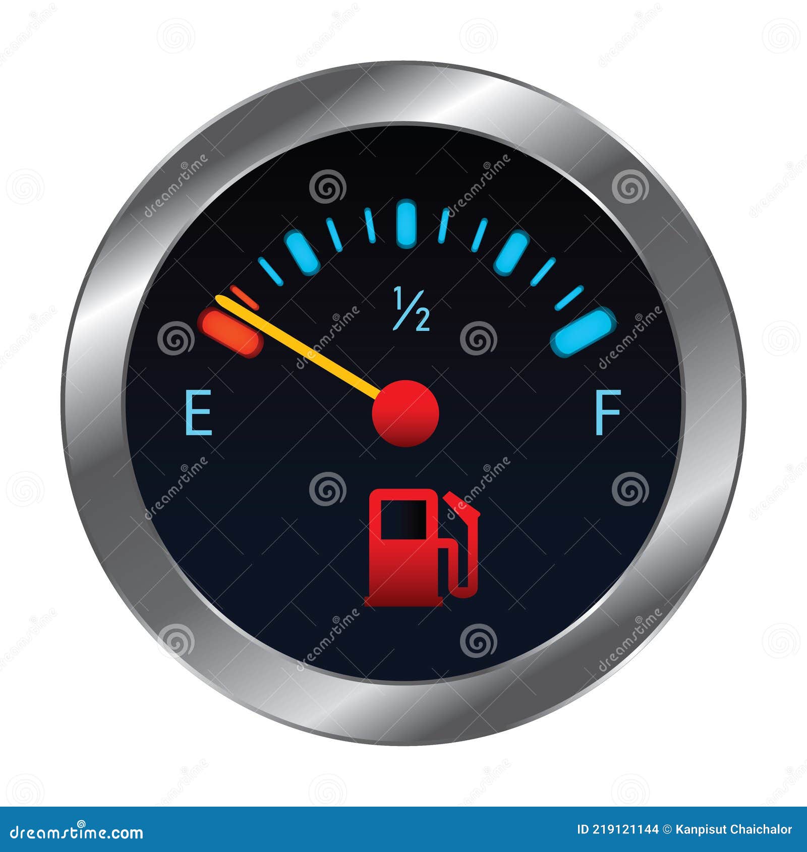 Vector Empty Fuel Warning Light in Car Dashboard. Fuel Pump Icon Stock ...