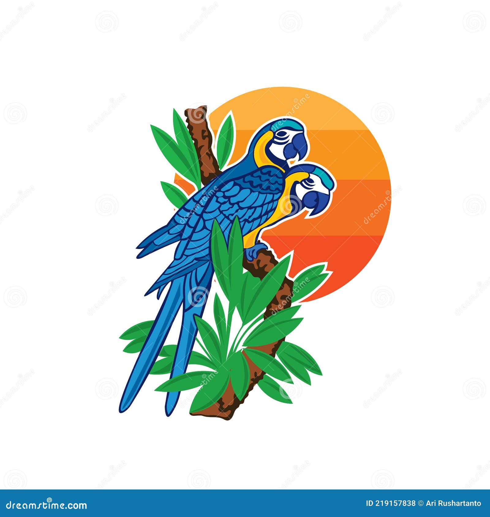 Twin Blue Parrots Vector Illustration Stock Vector - Illustration of ...