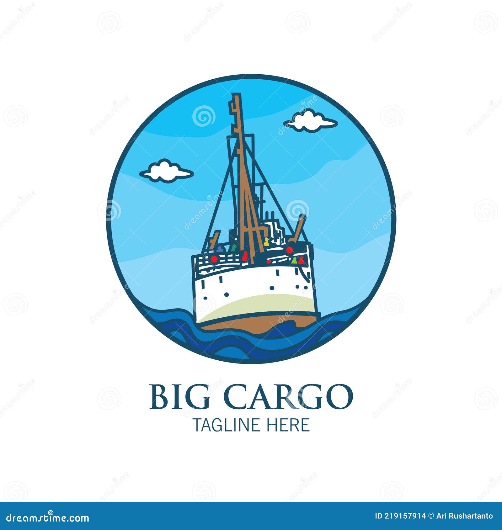Big Cargo Ship logo design stock vector. Illustration of line - 219157914