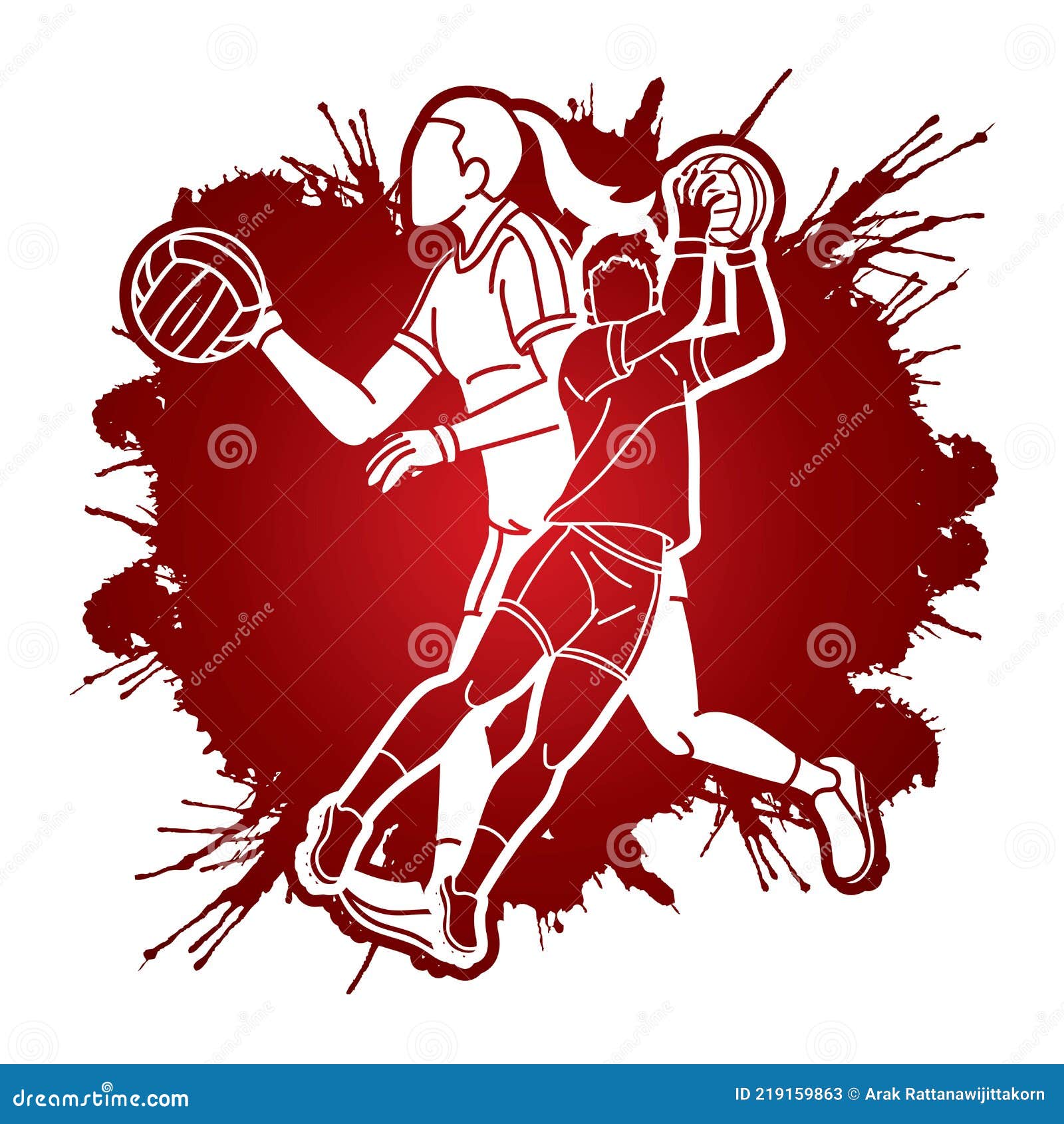 Gaelic Football Sport Male and Female Players Mix Action Cartoon ...