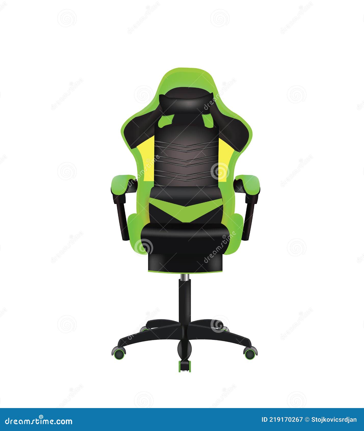 Realistic Gaming Chair, Front View Stock Vector - Illustration of black ...
