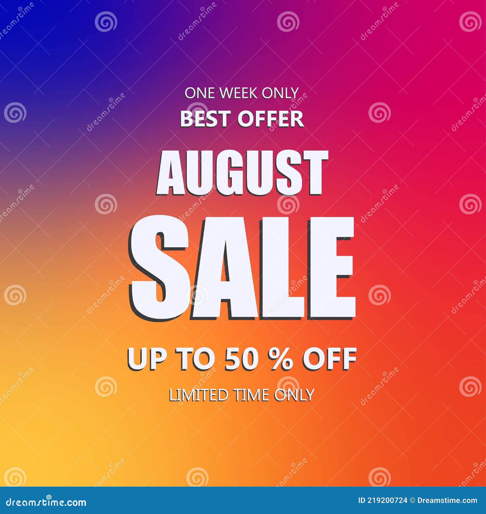 Instagram Color Banner Sale Best Offer August Stock Vector ...