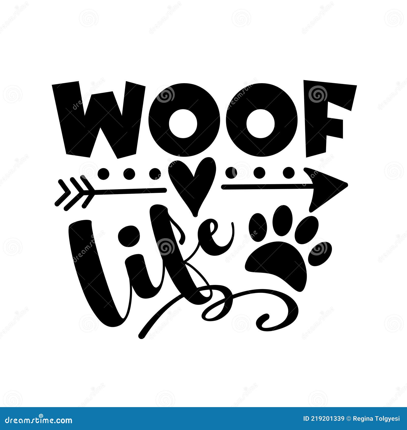 Woof-woof - Symbol Of The Year 2018 Dog Hand Drawn Lettering Quote ...