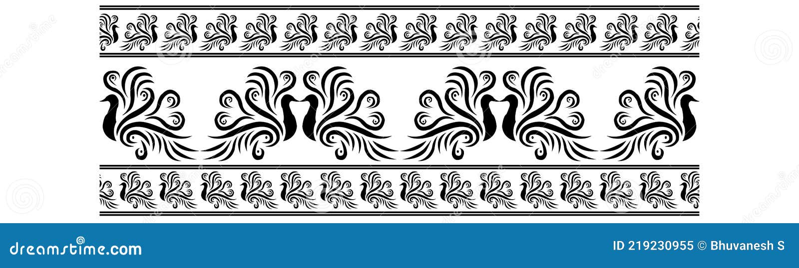 Saree Border Design Concept Of Floral Pattern Vector Illustration ...