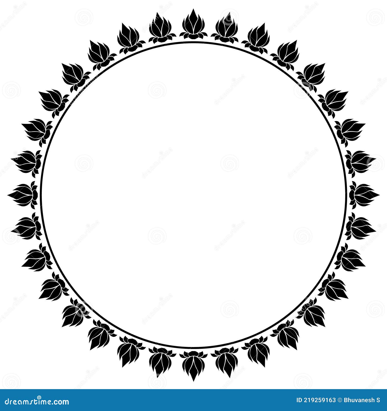 Round or Mirror Frame Design Concept of Circle and Lotus Flowers with ...