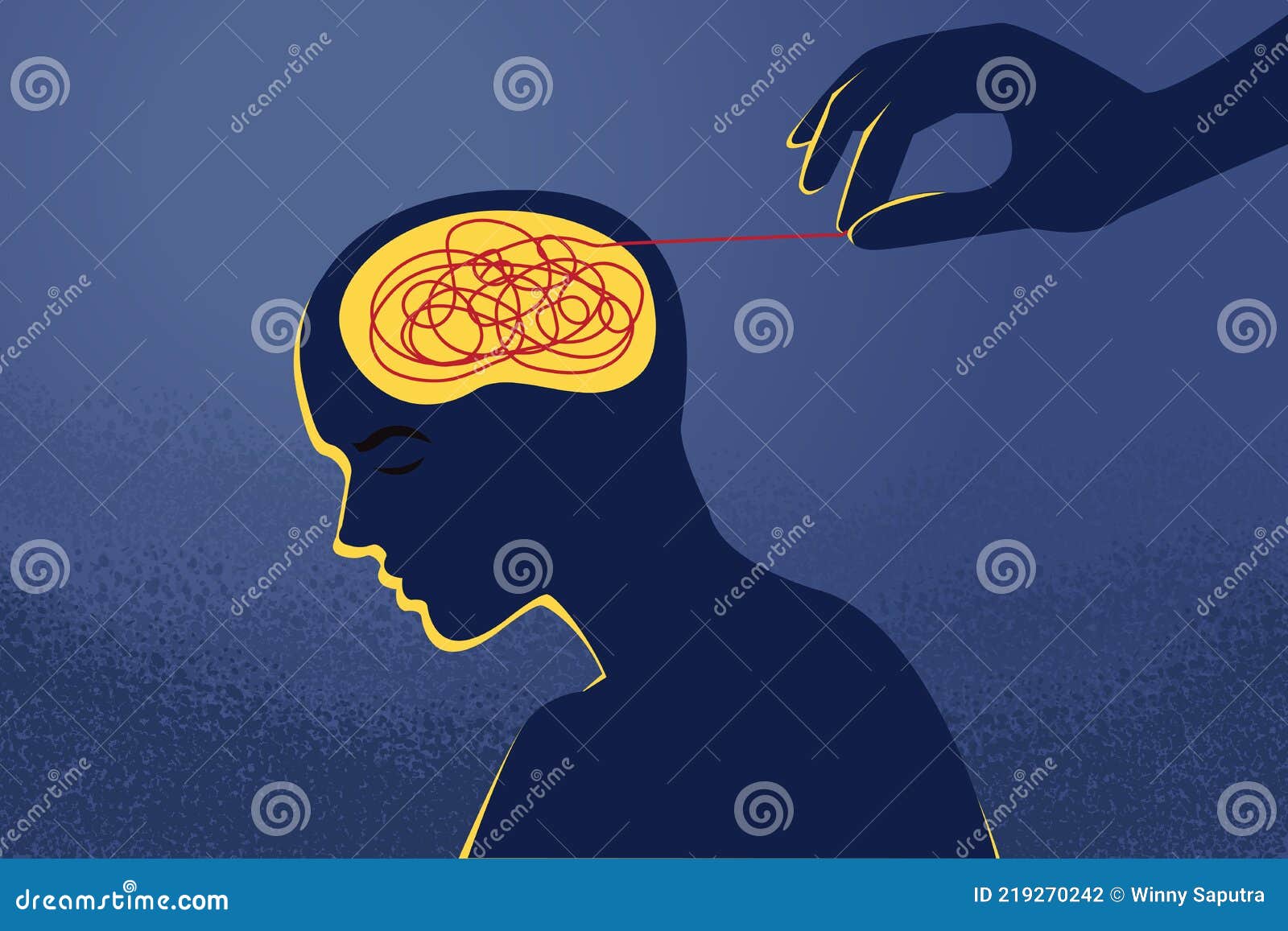 Hand Unravelling Tangled String From Inside Of Person Head ...