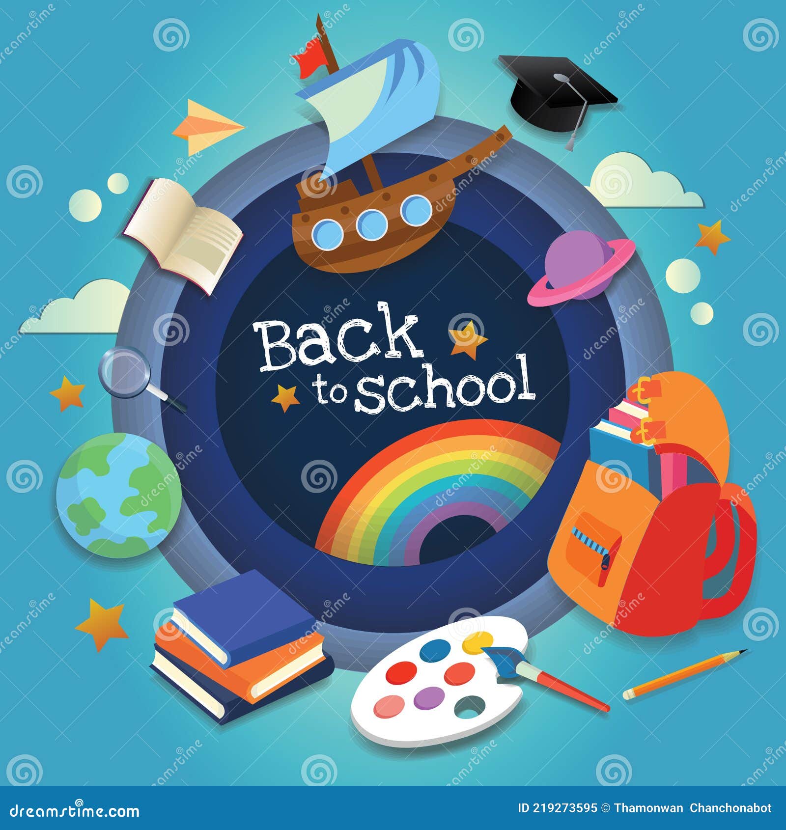 Kid Stuffs Kid Object Stationery and Uniform All Toys Stock Vector ...