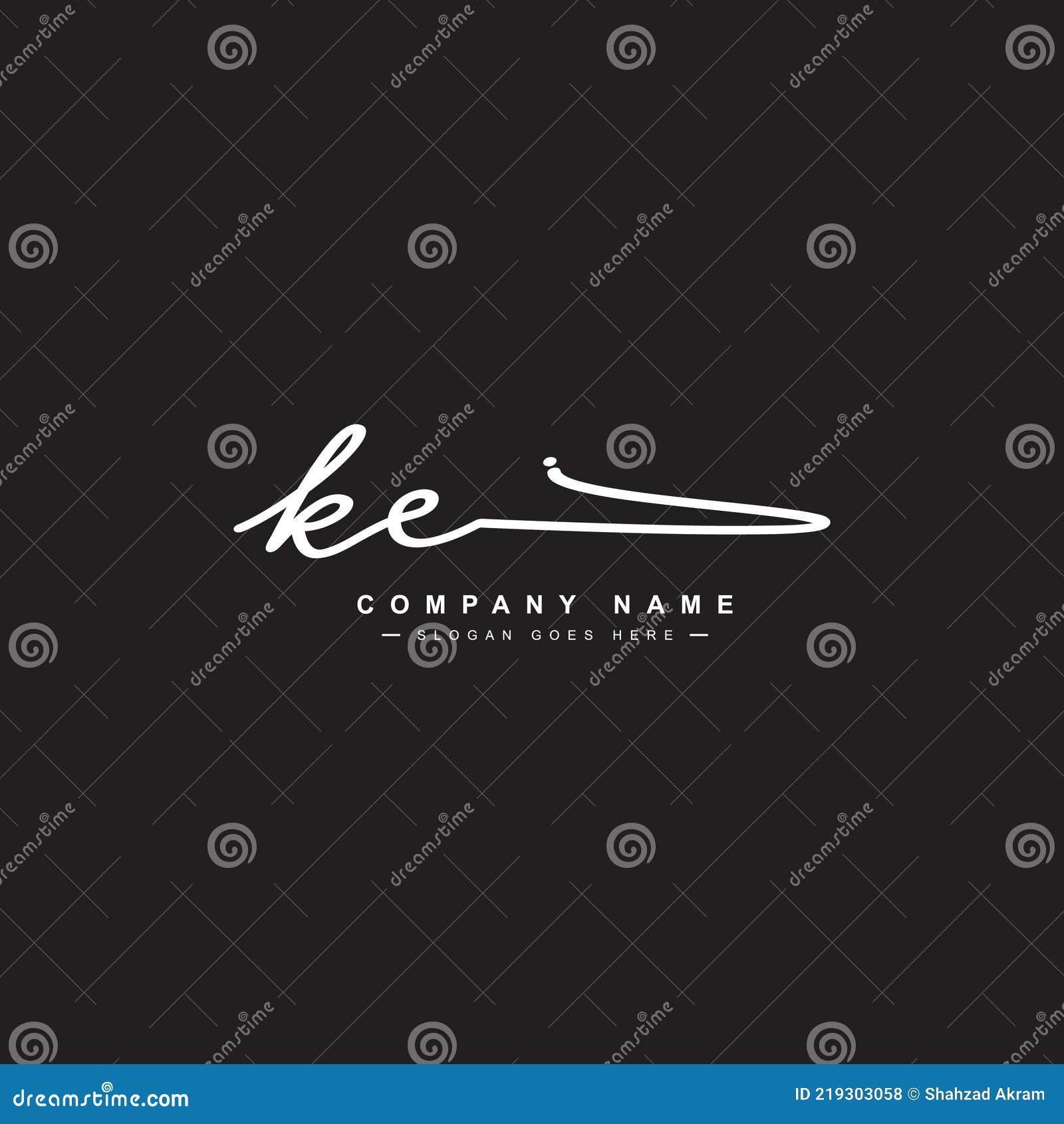 Initial Letter KE Logo - Handwritten Signature Logo Stock Vector ...