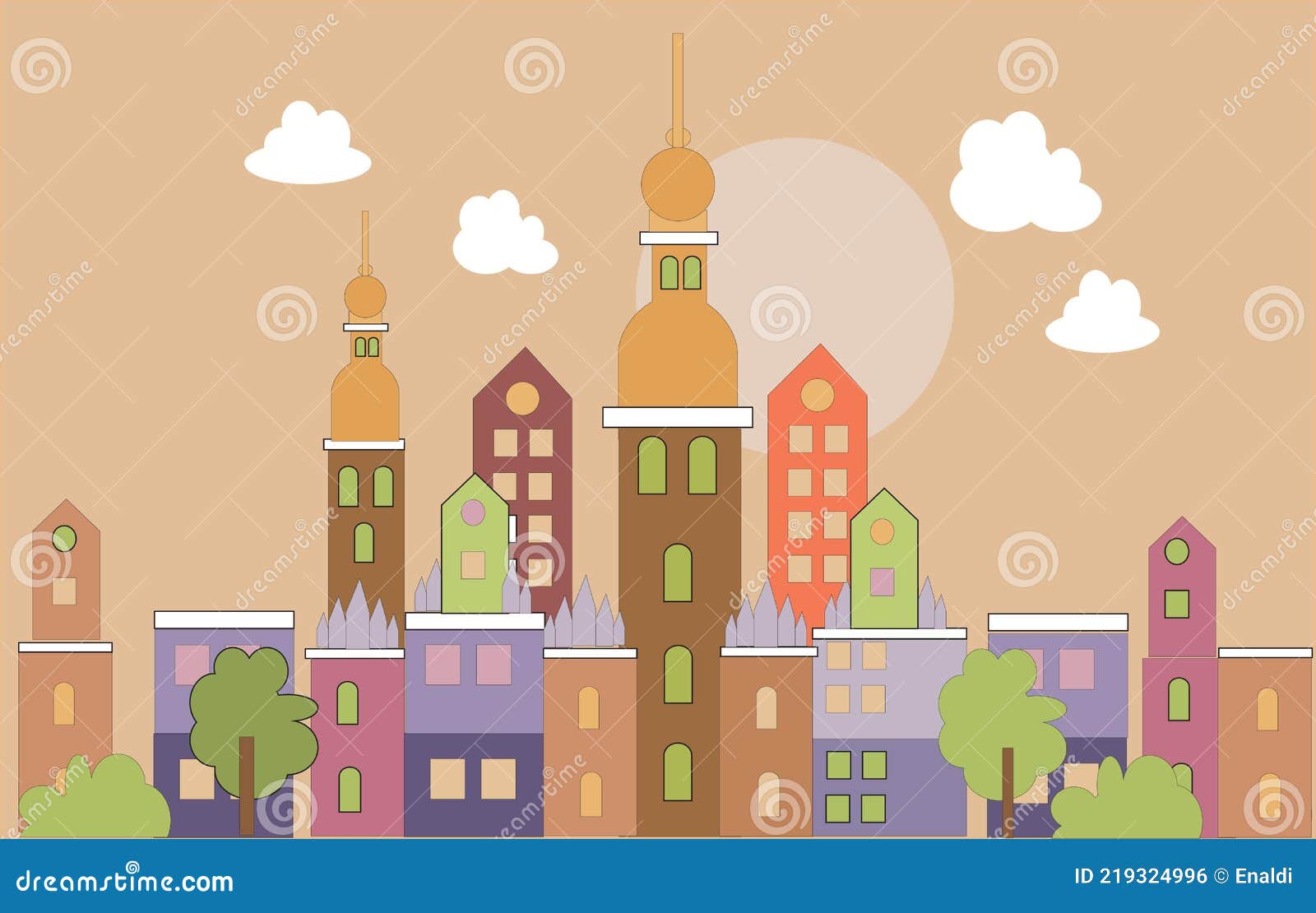 City Panorama Landscape View Illustration Stock Vector - Illustration ...