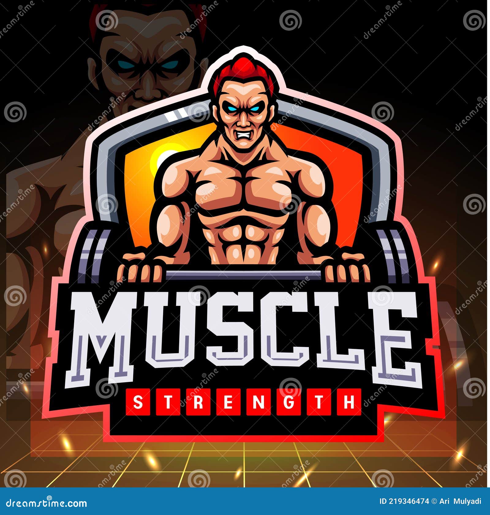 Muscle Strength Mascot. Esport Logo Design Stock Vector - Illustration ...