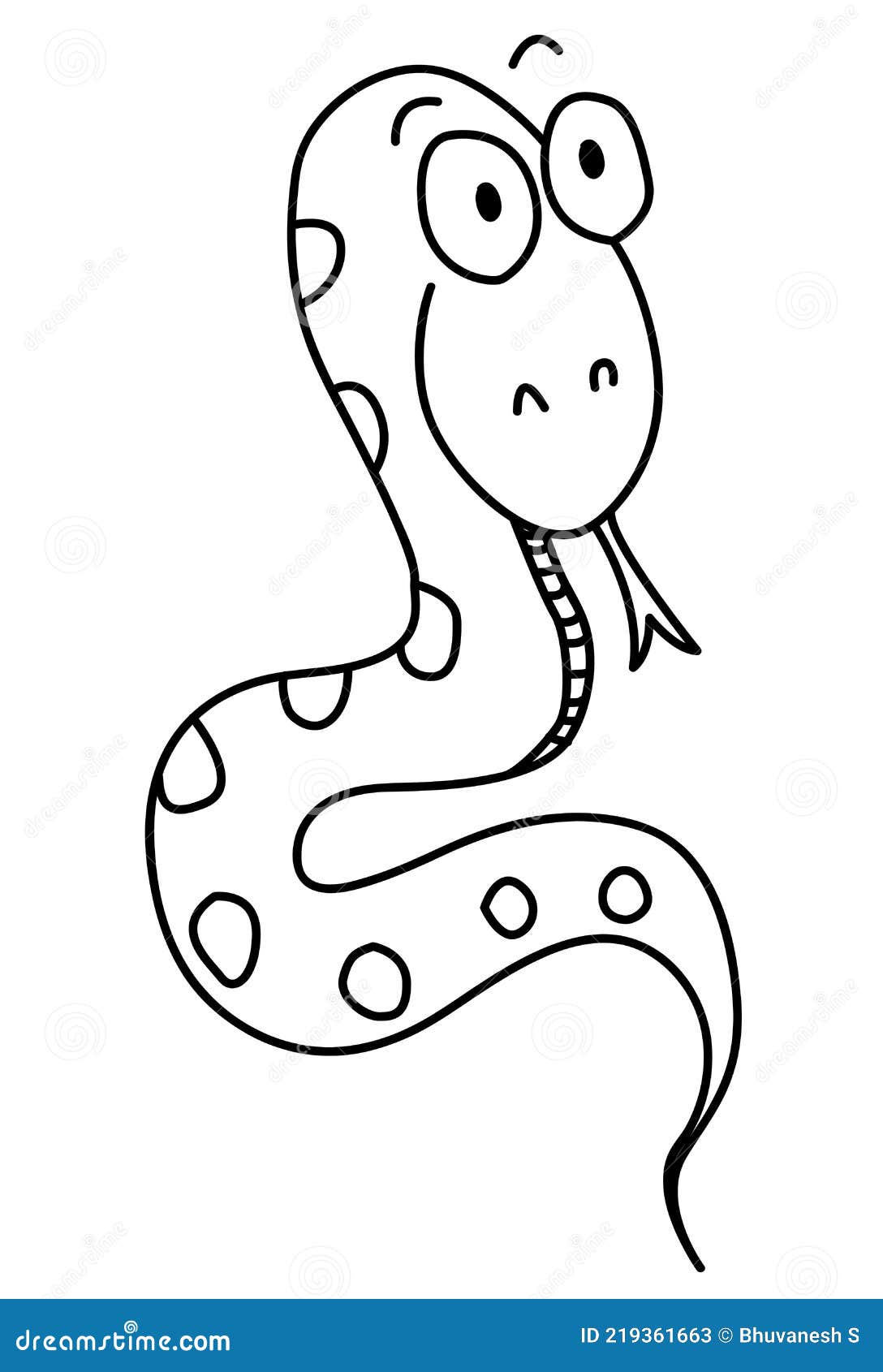 Kids Drawing of Snake Line Art Isolated Stock Vector - Illustration of ...