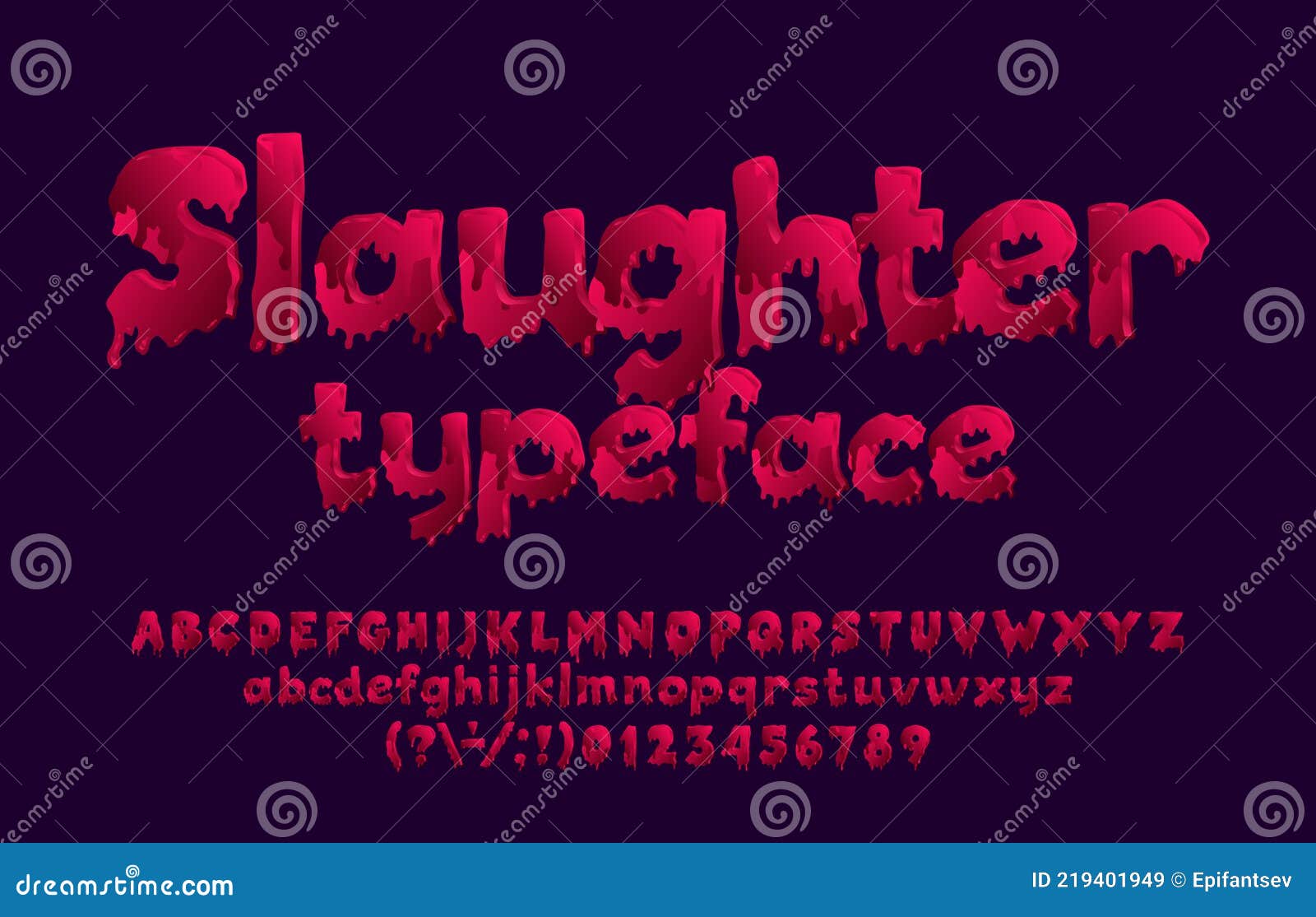 Slaughter Alphabet Font. Hand Drawn Bloody Letters, Numbers and ...