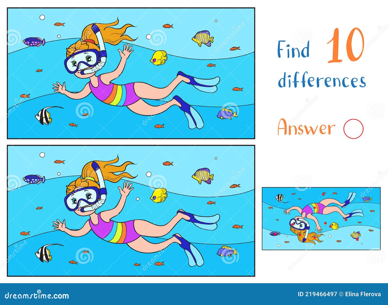 Find 10 Differences. Educational Game for Children Stock Vector ...