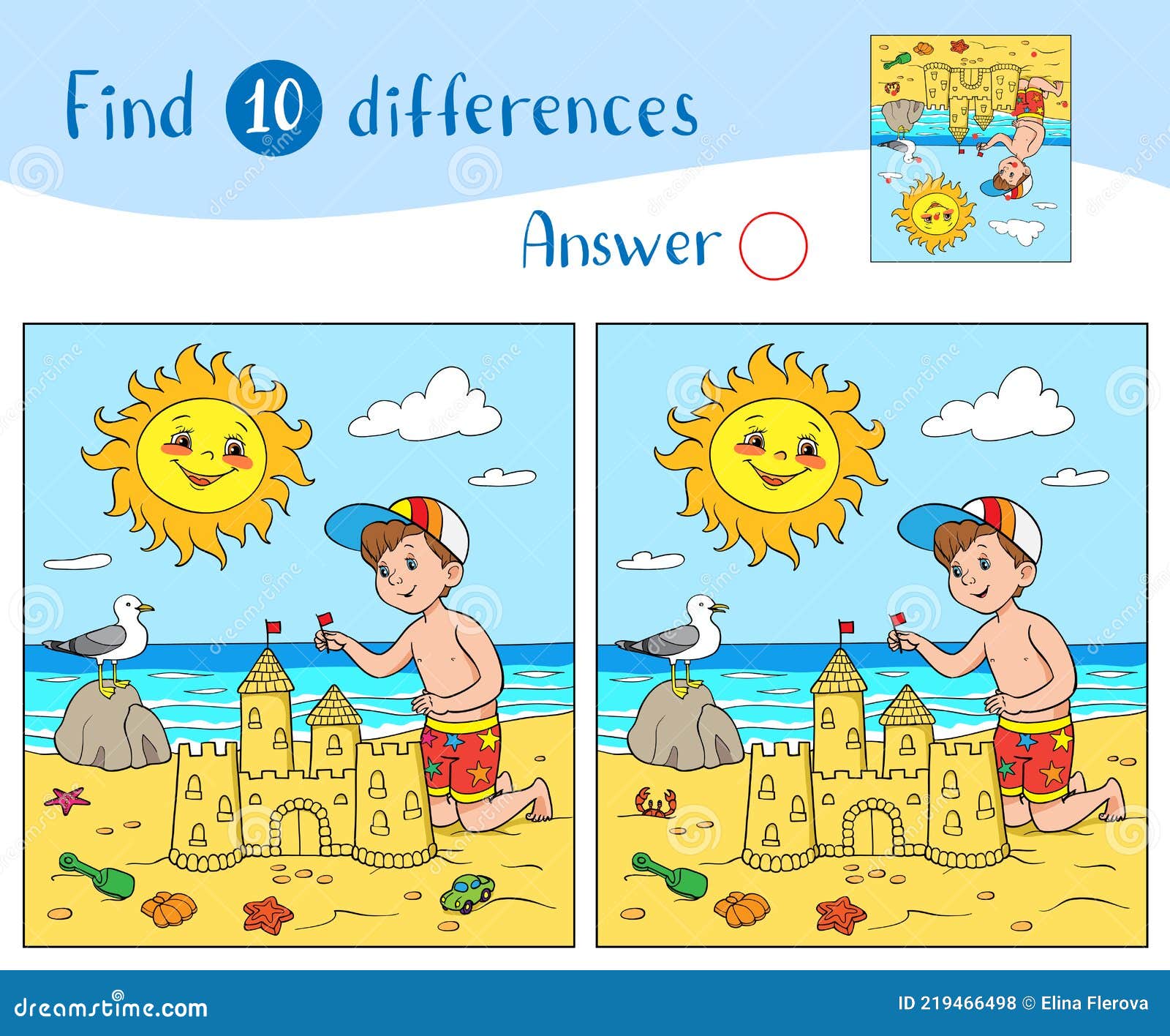 Find 10 Differences. Educational Game For Children. The Boy Is Building ...