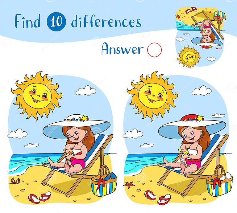 Find 10 Differences. Educational Game for Children Stock Vector ...
