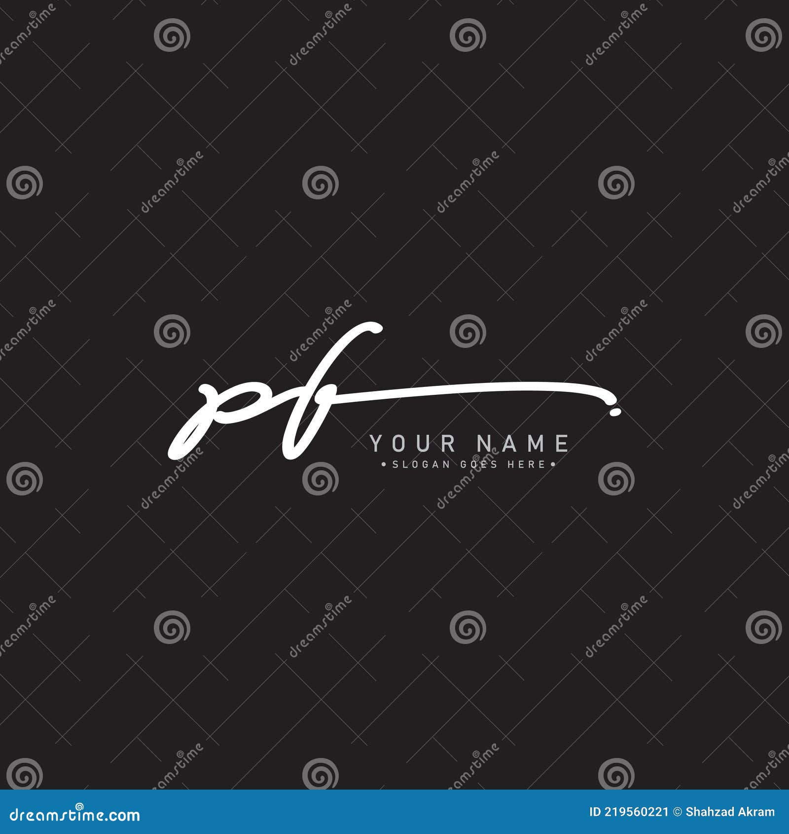 Initial Letter PF Logo - Hand Drawn Signature Logo Cartoon Vector ...