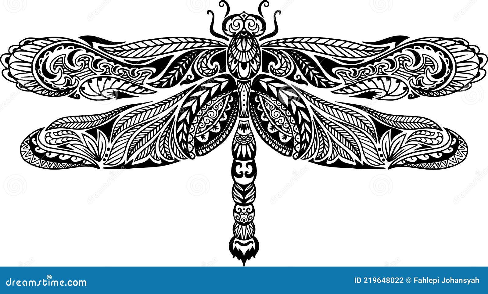 Hand Drawn Decorative Dragonfly in Zentangle Style Stock Vector ...