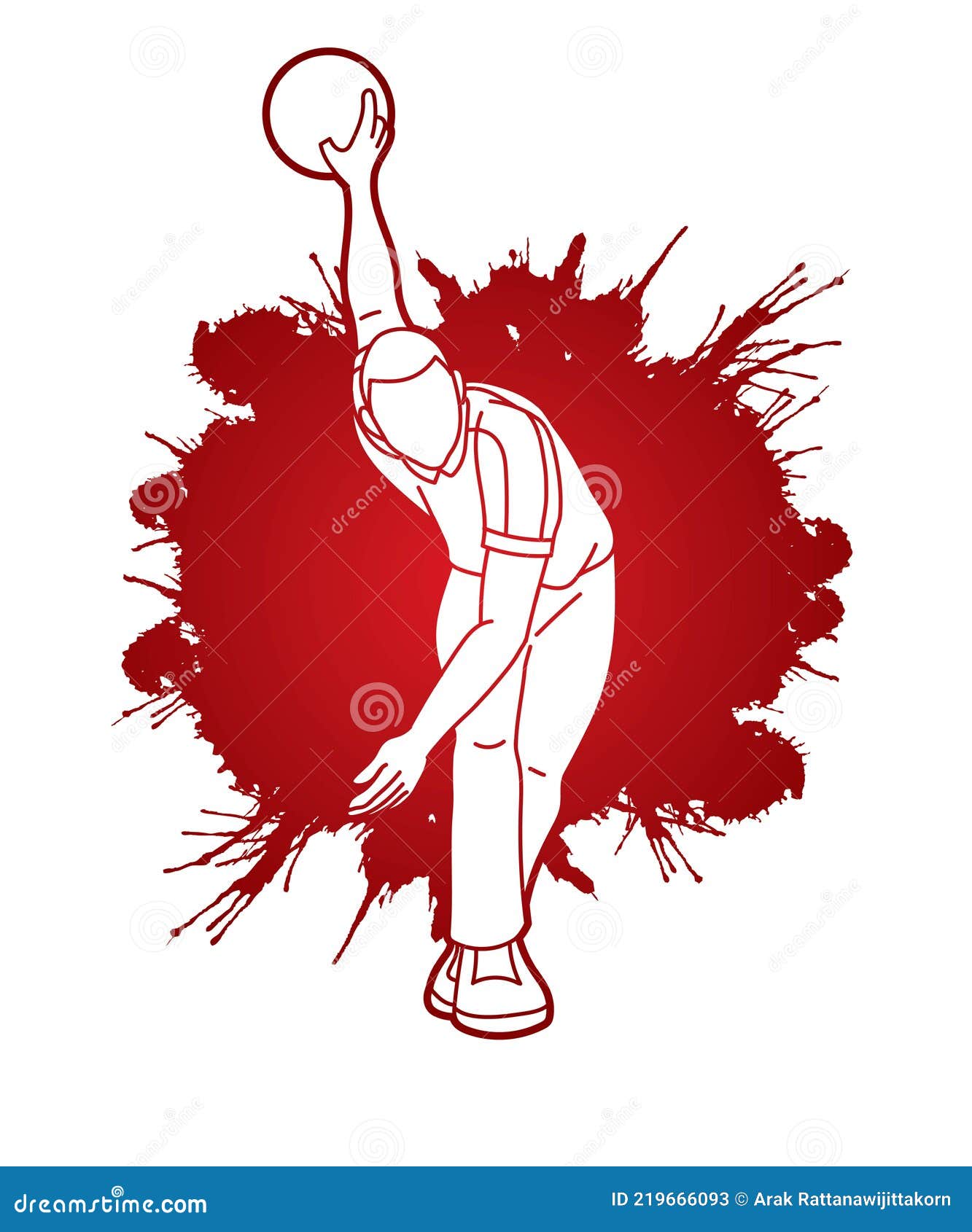 Bowler Bowling Sport Male Player Action Cartoon Graphic Vector Stock ...