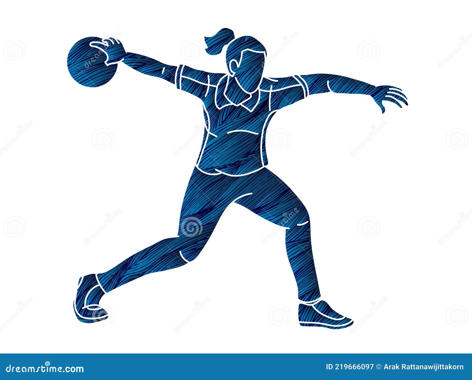 Bowler Bowling Sport Female Player Action Cartoon Graphic Vector Stock ...