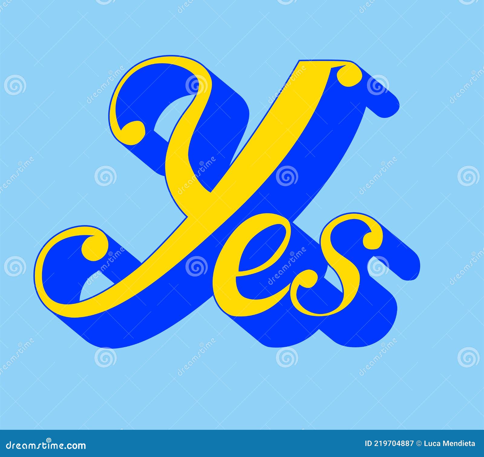Lettering Design of the Word Yes Stock Illustration - Illustration of ...