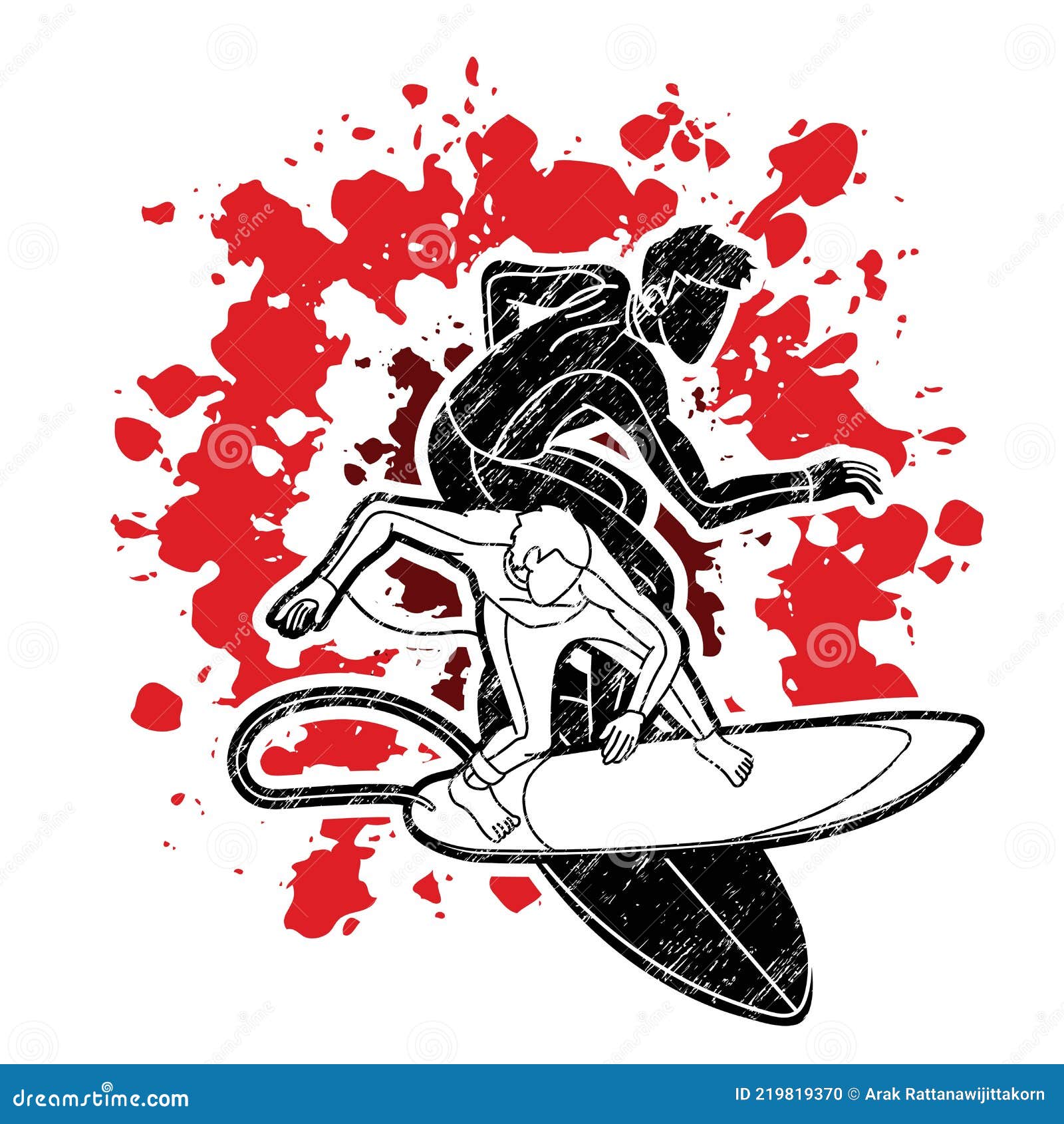 Surfing Sport Surfer Male Players Action Cartoon Graphic Vector Stock ...