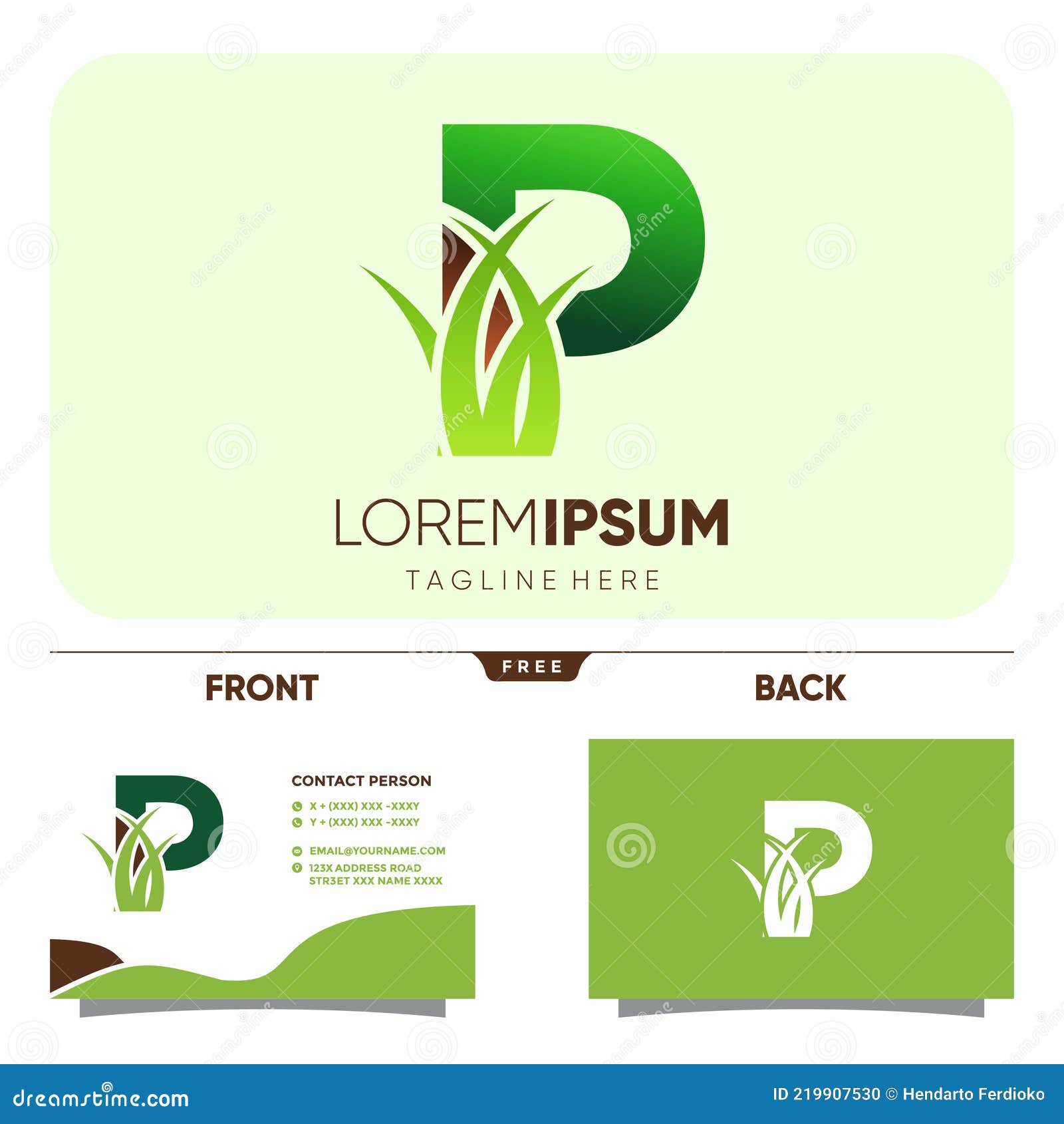 Letter P Initial Grass Logo Design Vector Icon Emblem Graphic Stock ...