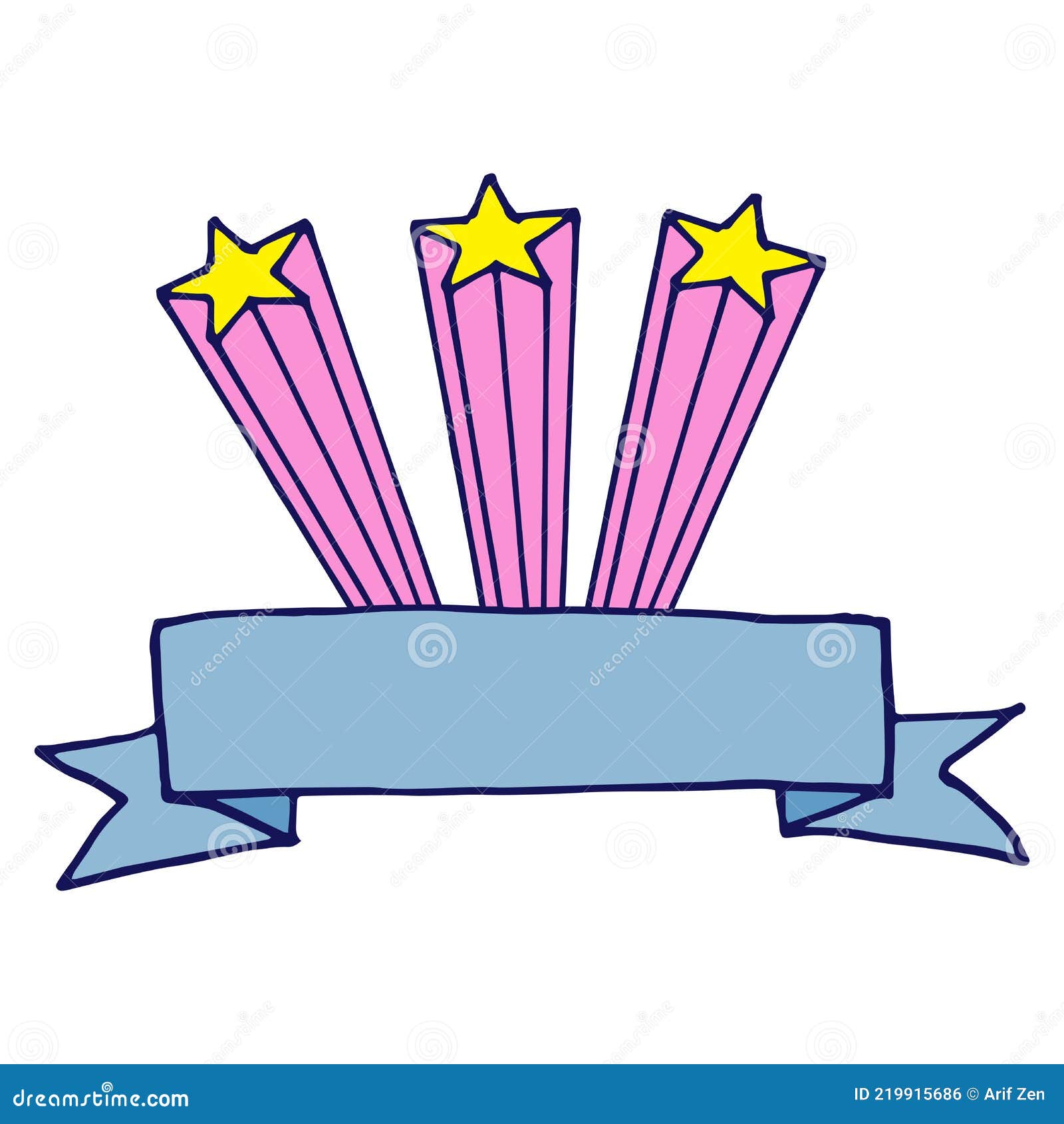 Three Stars with Ribbon Banner for Text Illustration. Symbol for ...