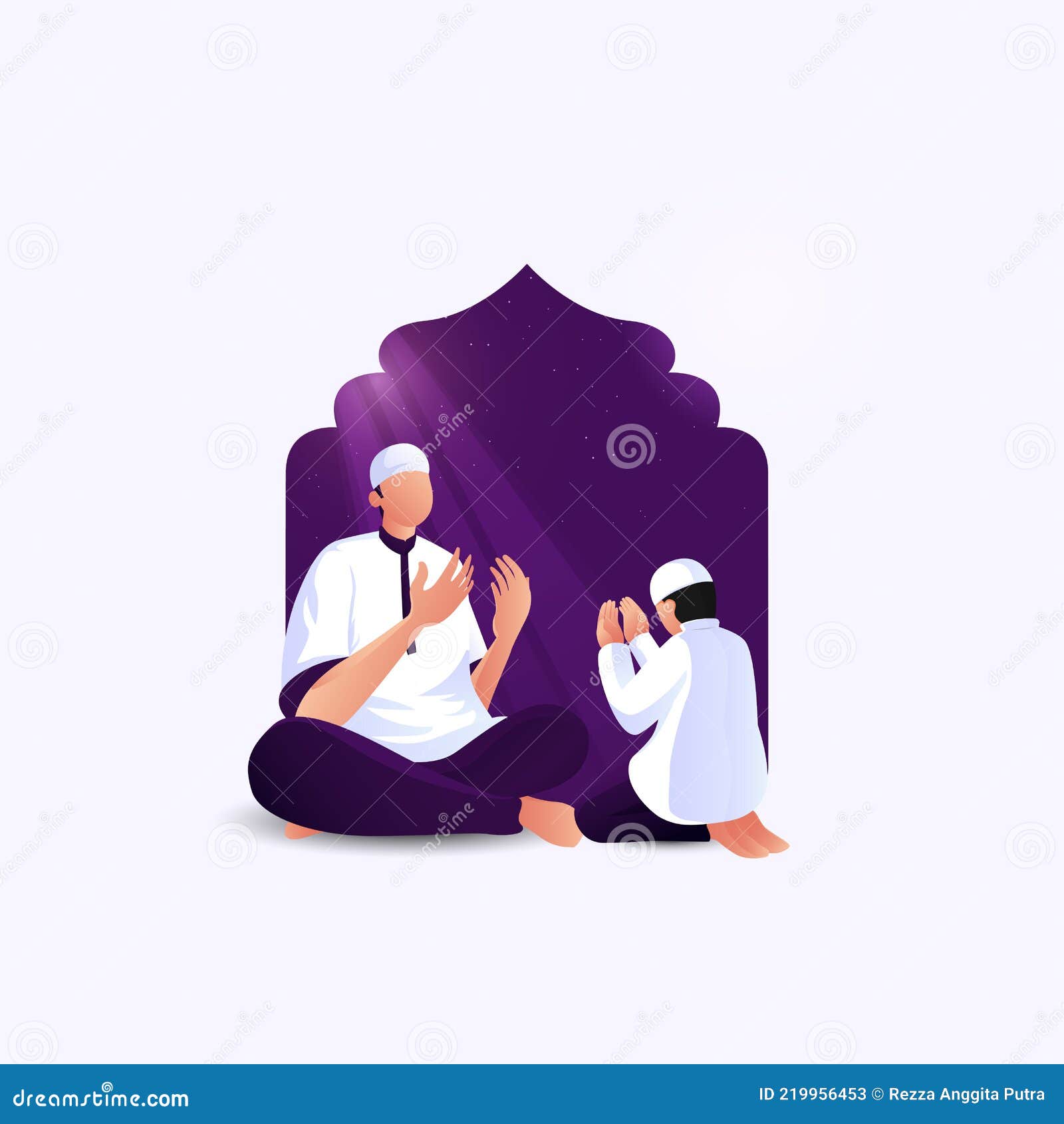 Father and son pray to god stock illustration. Illustration of holiday ...