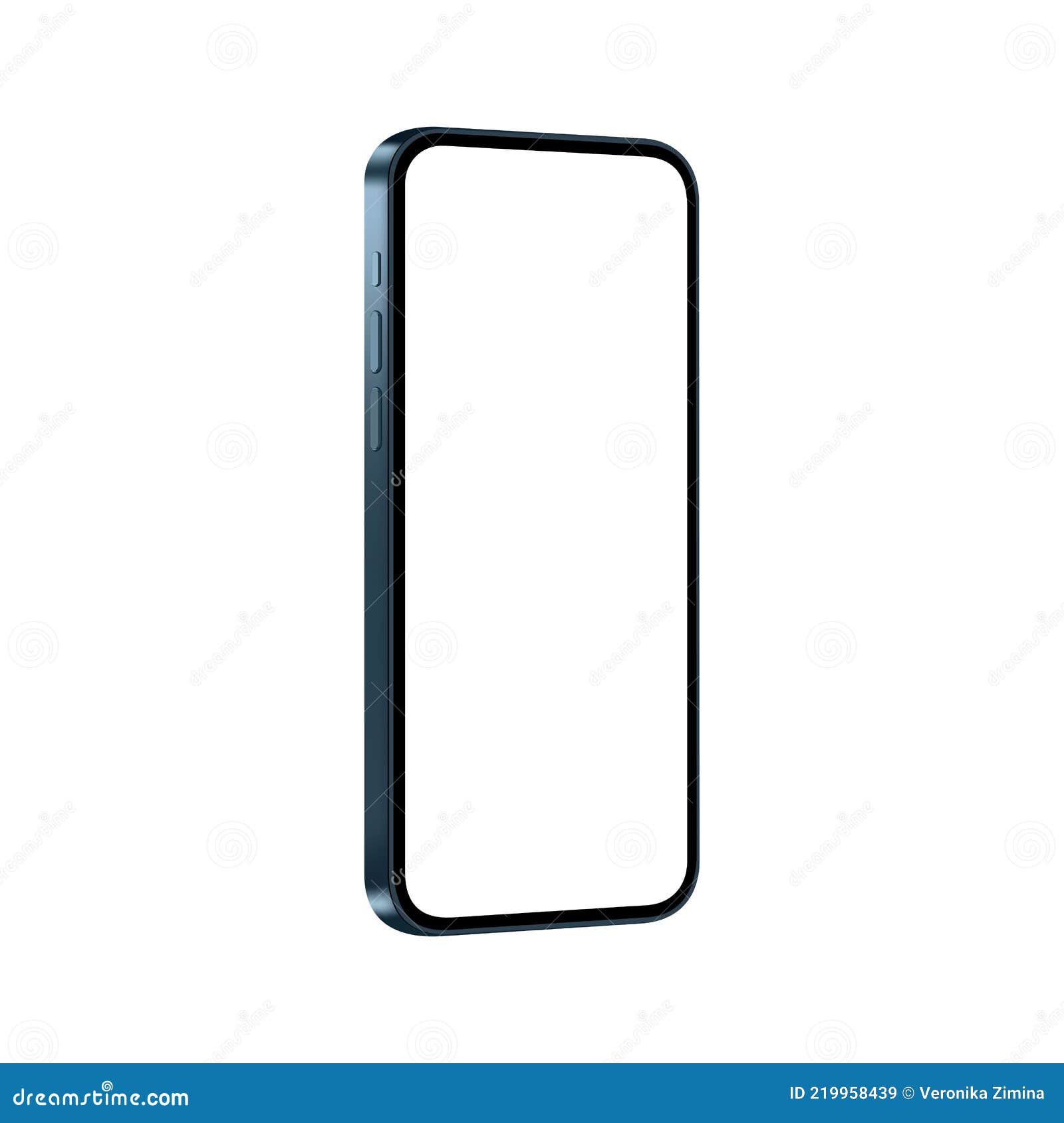 Phone Blue Mockup Isolated on White Background, Side View Stock Vector ...