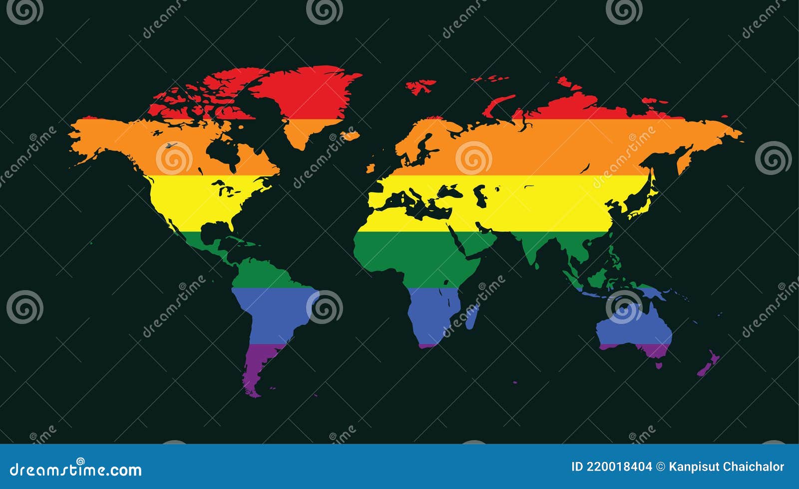 Vector Image of a LGBTQ Symbol. Rainbow World Map, the Most Widely ...