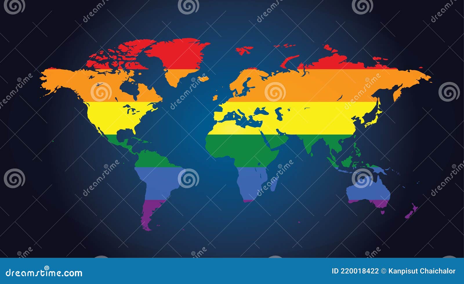 Vector Image of a LGBTQ Symbol. Rainbow World Map, the Most Widely ...