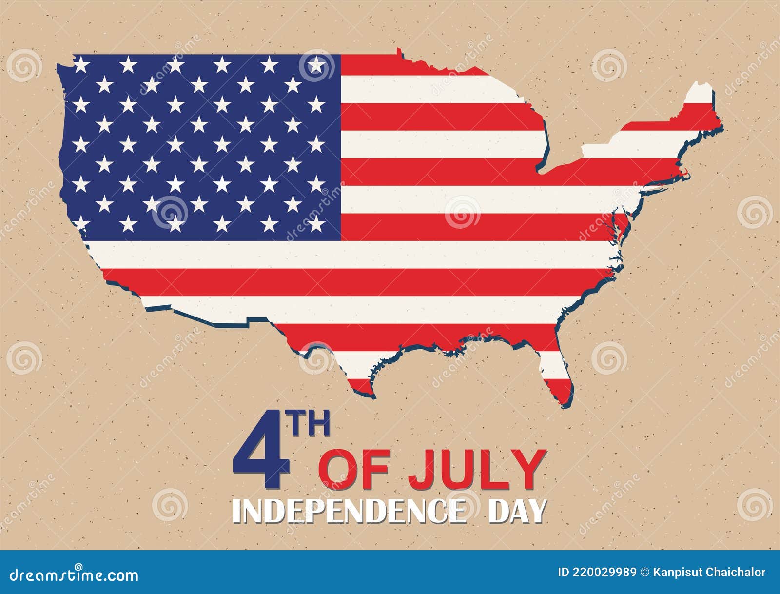 America Map. Independence Day of USA 4th July. USA Celebration Flat ...