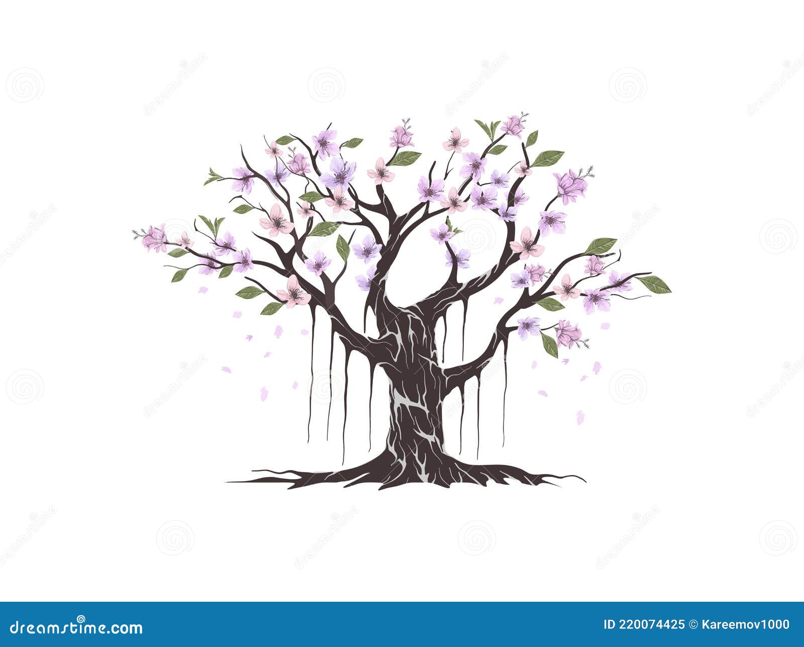 Cherry Flower Tree Logo Illustration Stock Vector - Illustration of ...