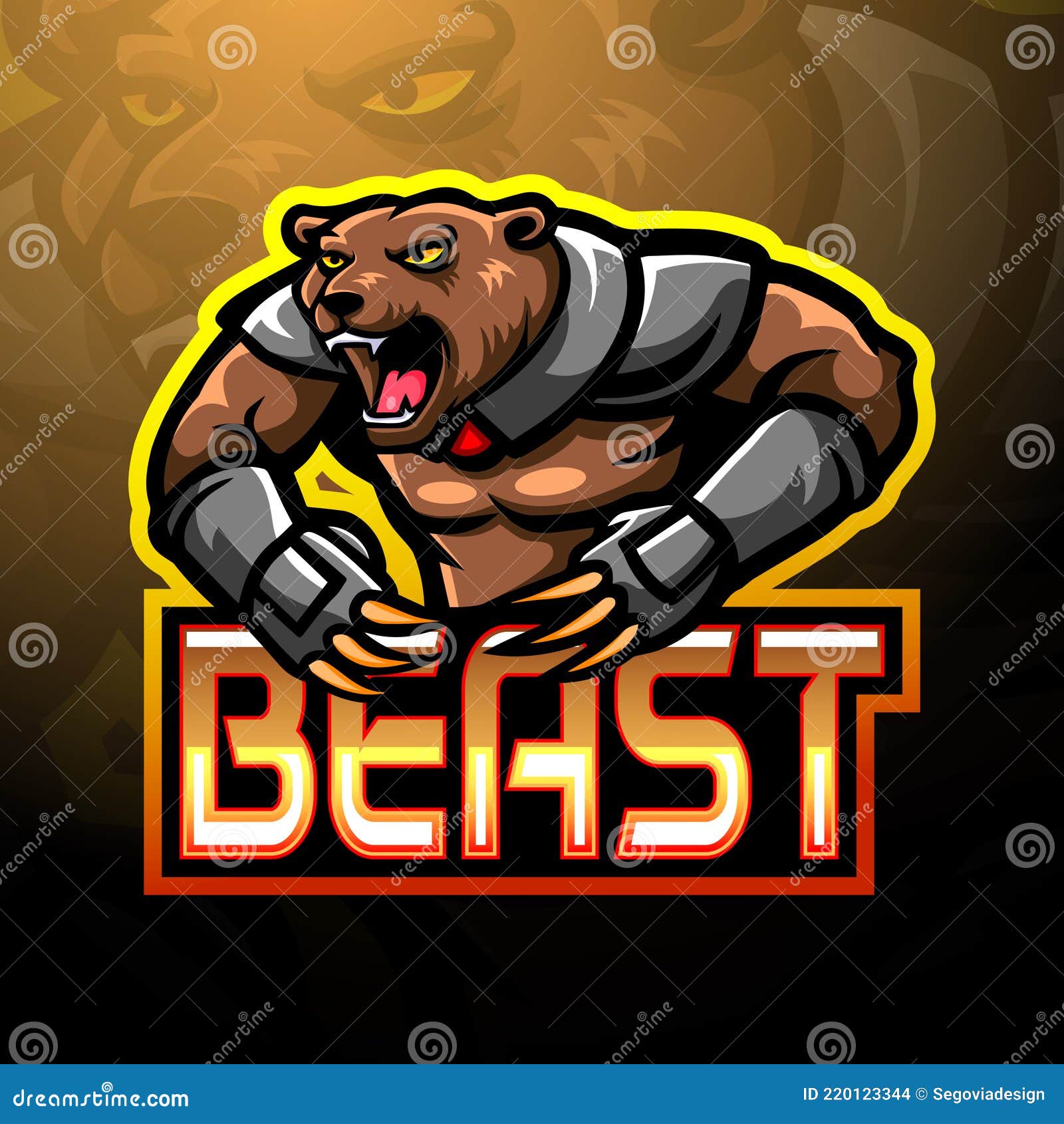 Beast Bear Face From The Side View With Bared Teeth. Logo For Any Sport ...