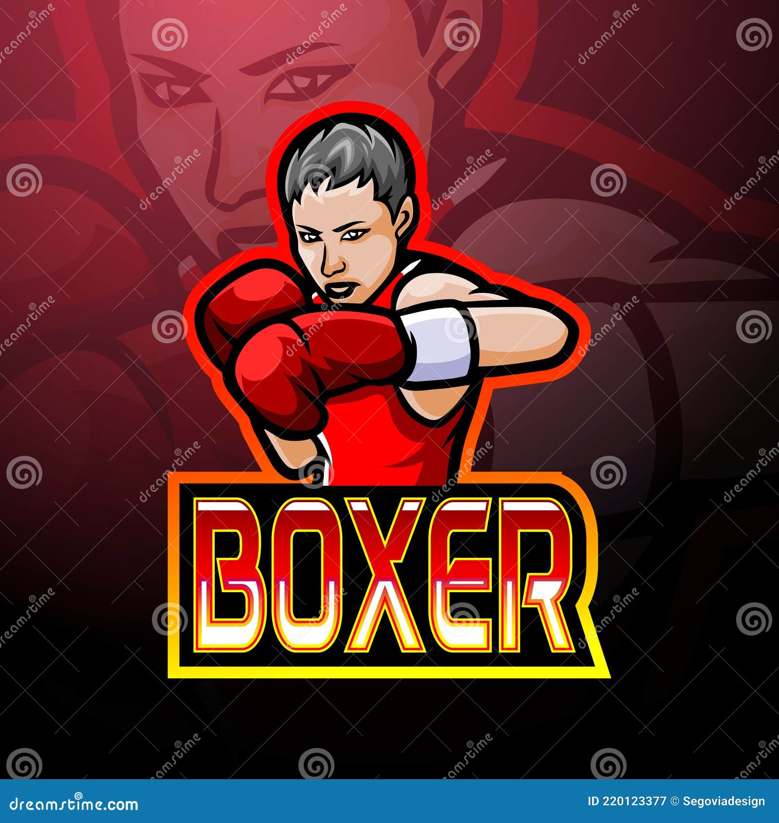 Boxer Mascot Sport Esport Logo Design Stock Vector - Illustration of ...
