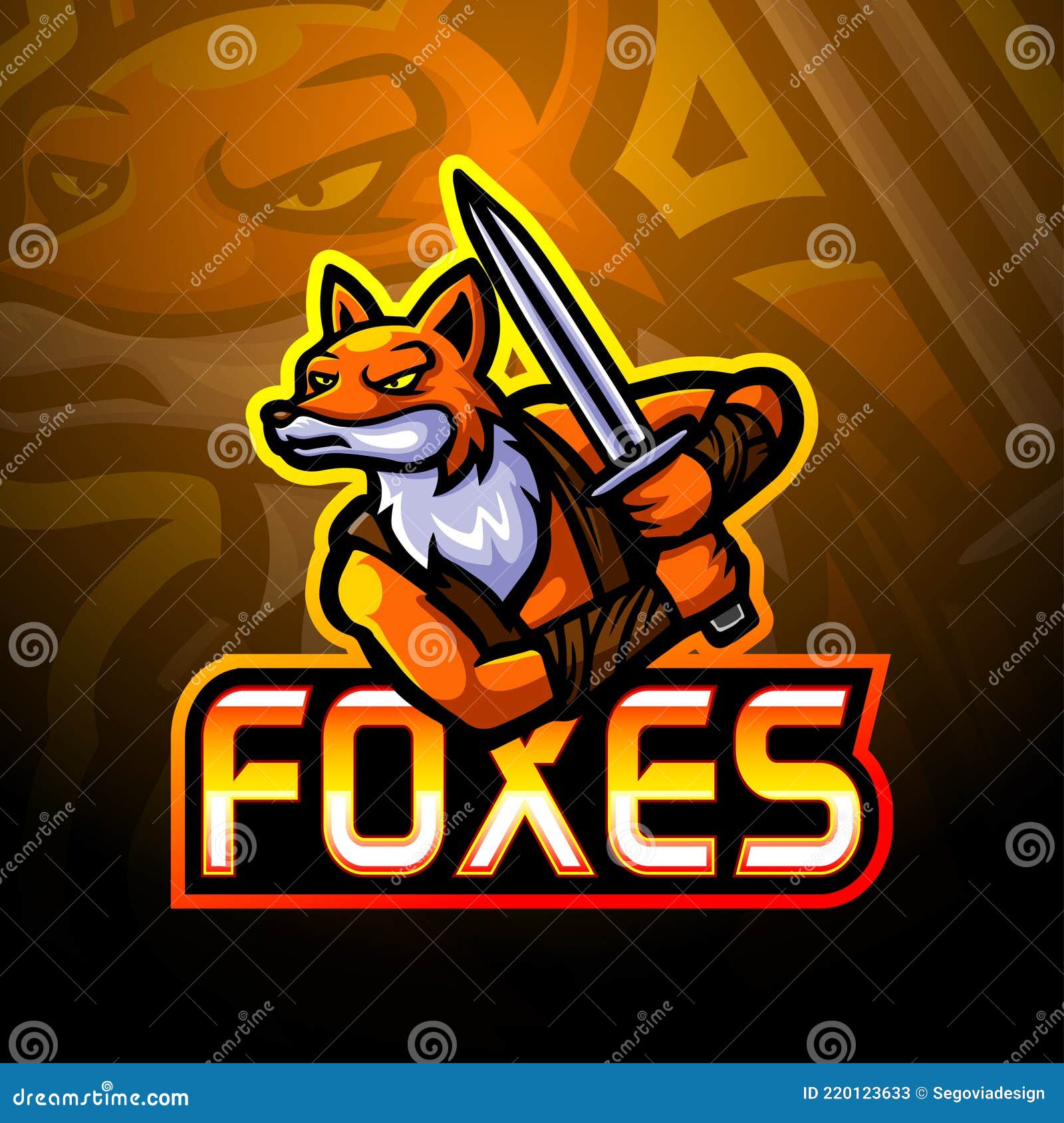 Fox Sword Esport Logo Mascot Design Stock Vector - Illustration of ...