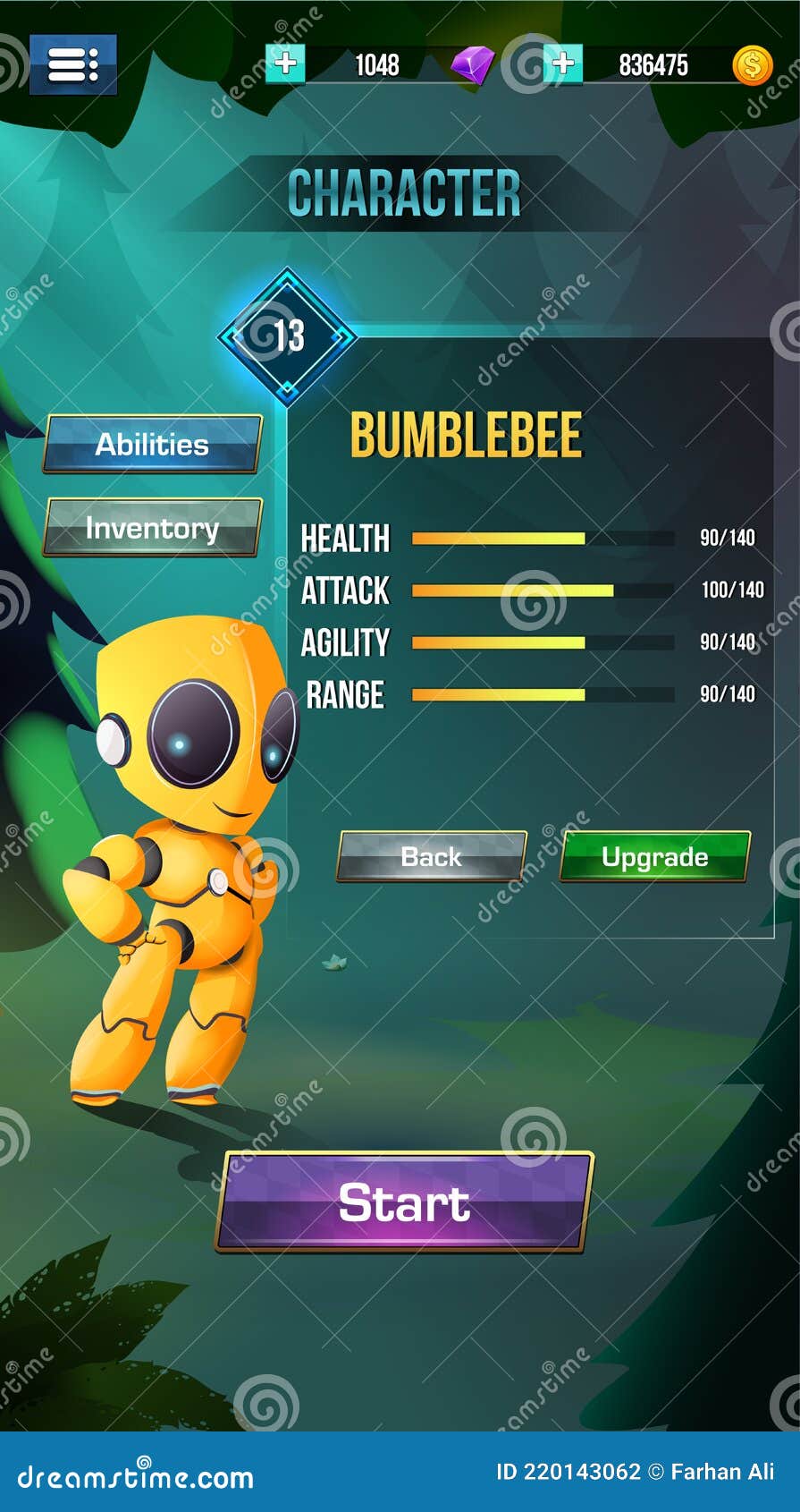 Fantasy Character Life Screen for Kids Game. Stock Vector ...