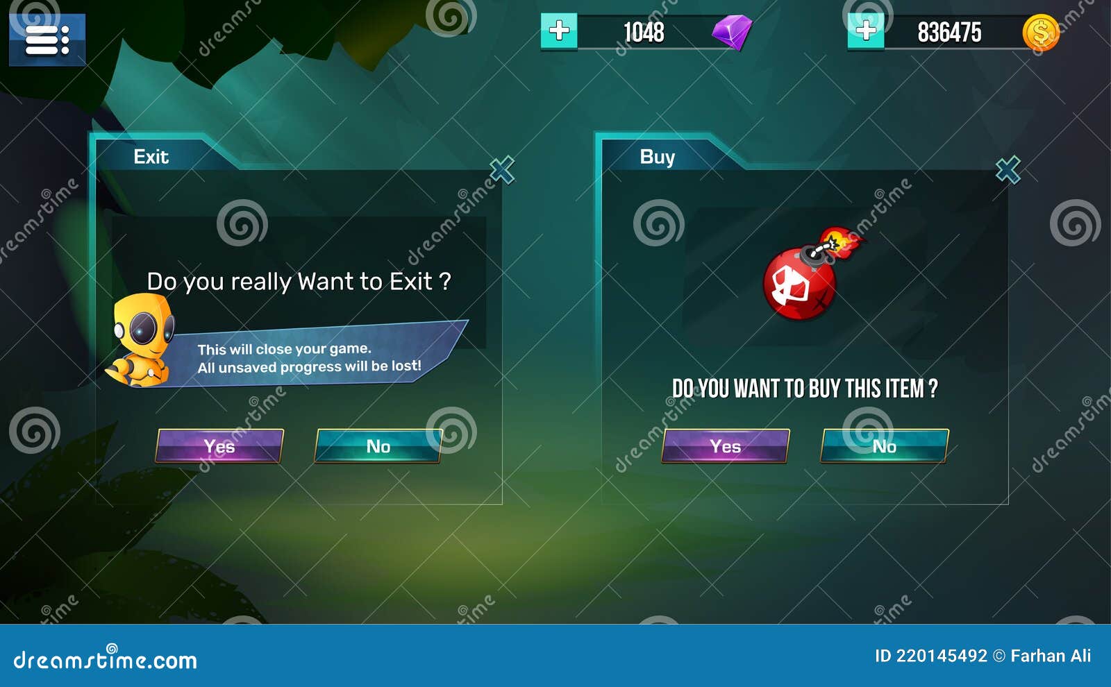 Kids fun game exit screen. stock vector. Illustration of space - 220145492