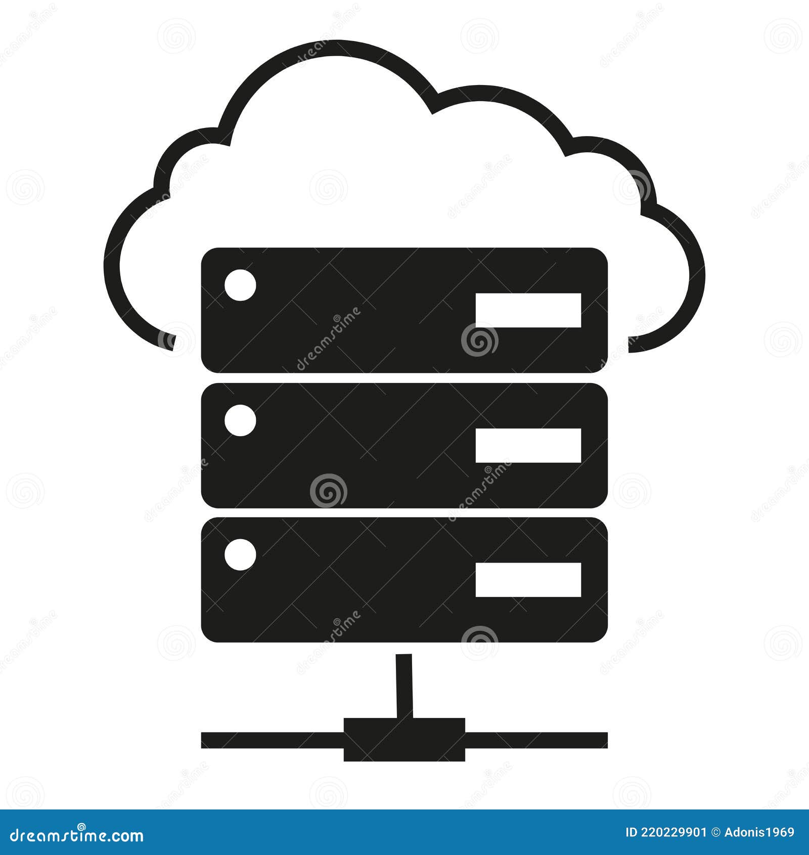 Cloud server icon on white stock illustration. Illustration of diagram ...