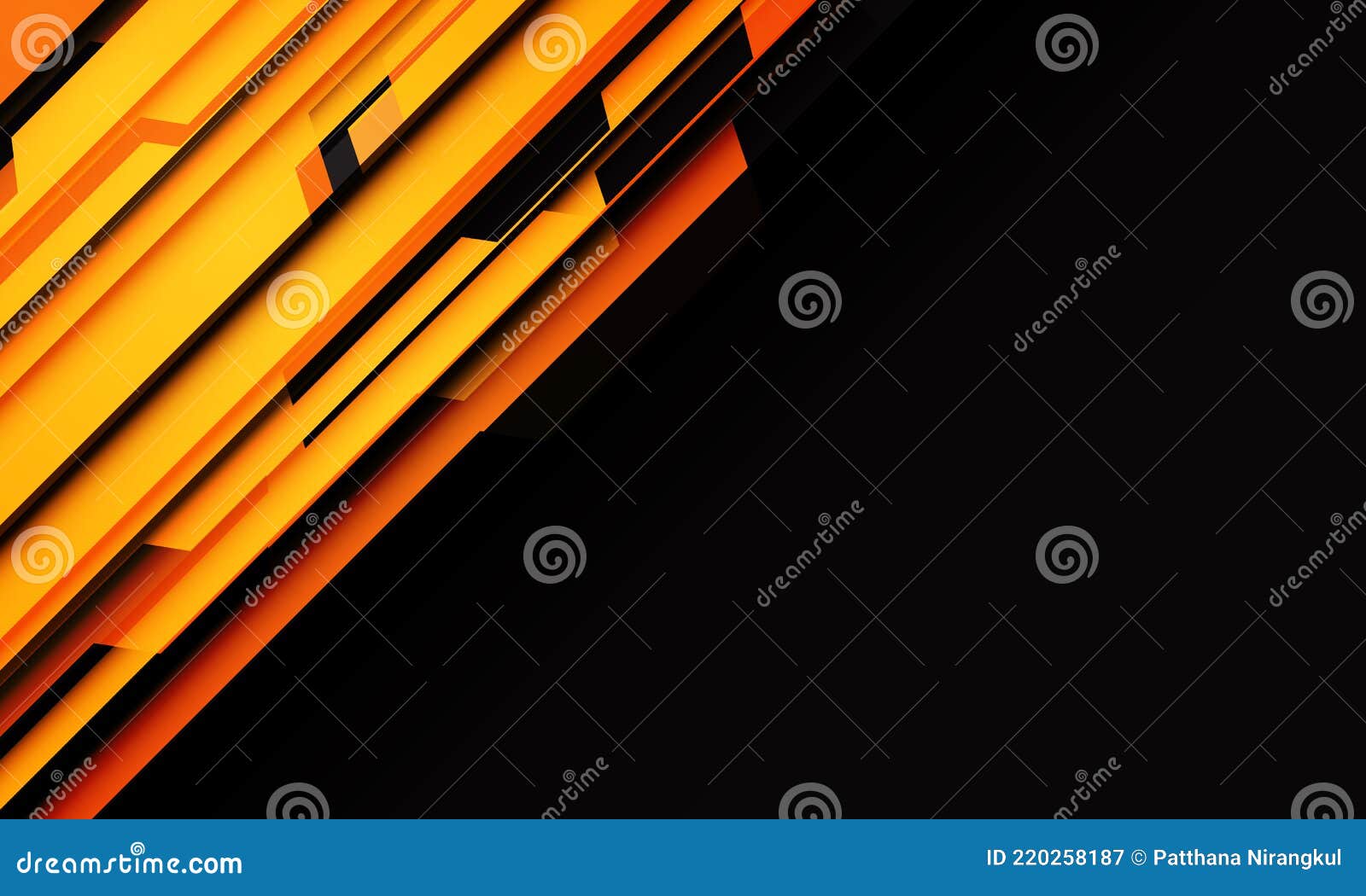 Abstract Yellow Orange Geometric Cyber Circuit Slash on Black with ...