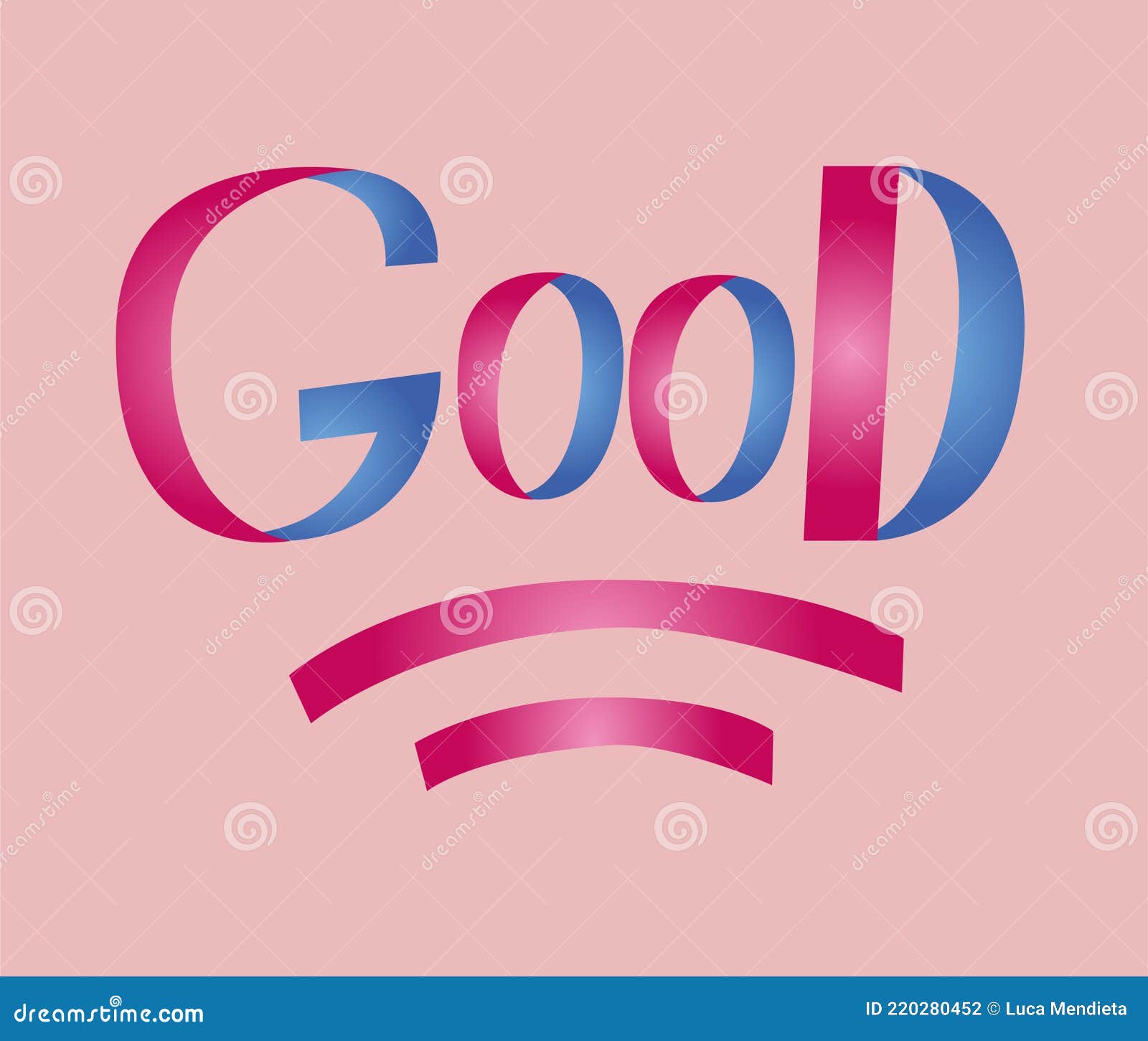 Lettering Design in Pink and Blue of the Word Good Stock Illustration ...