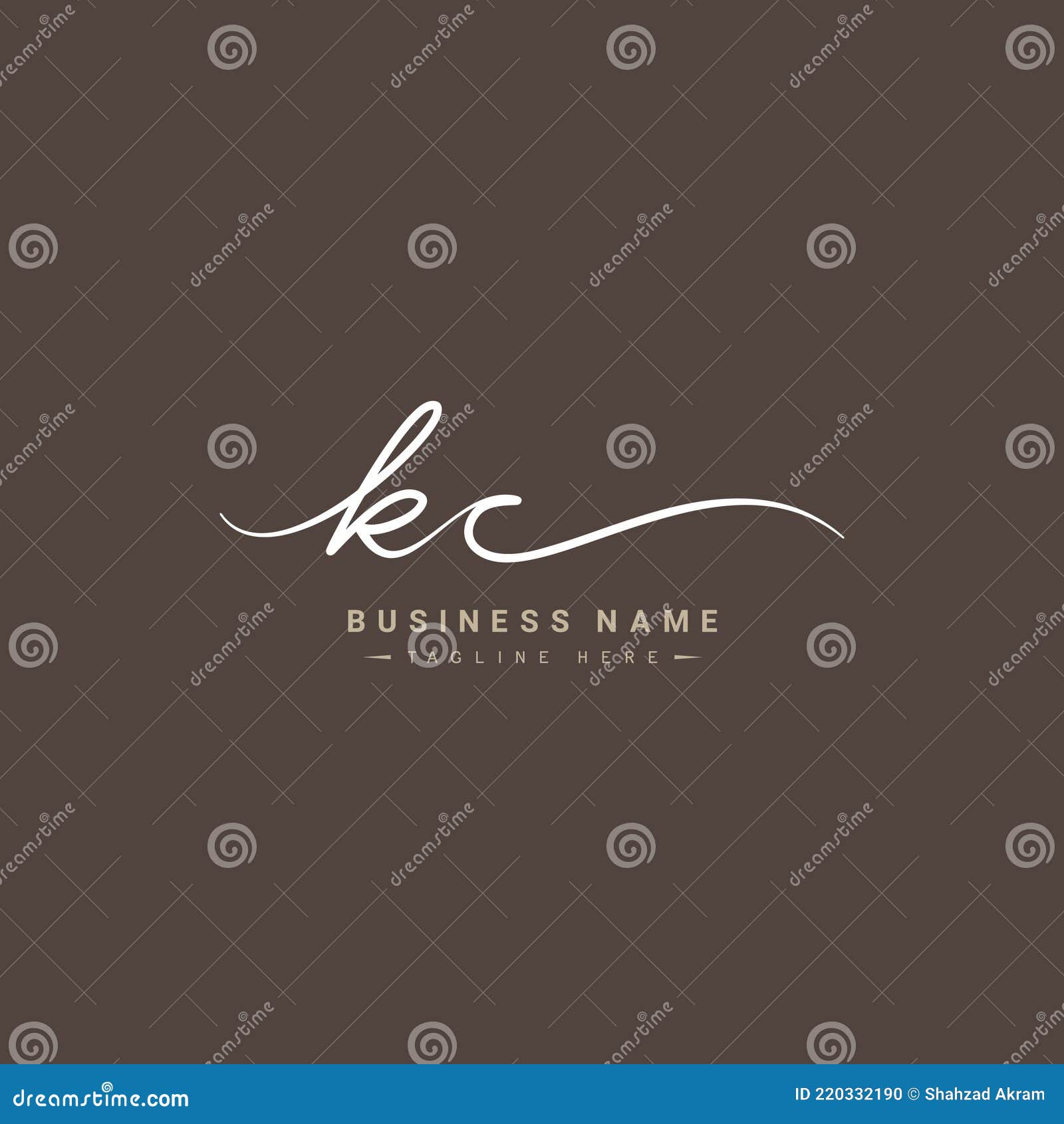 Initial Letter KC Logo - Handwritten Signature Style Logo Stock Vector ...