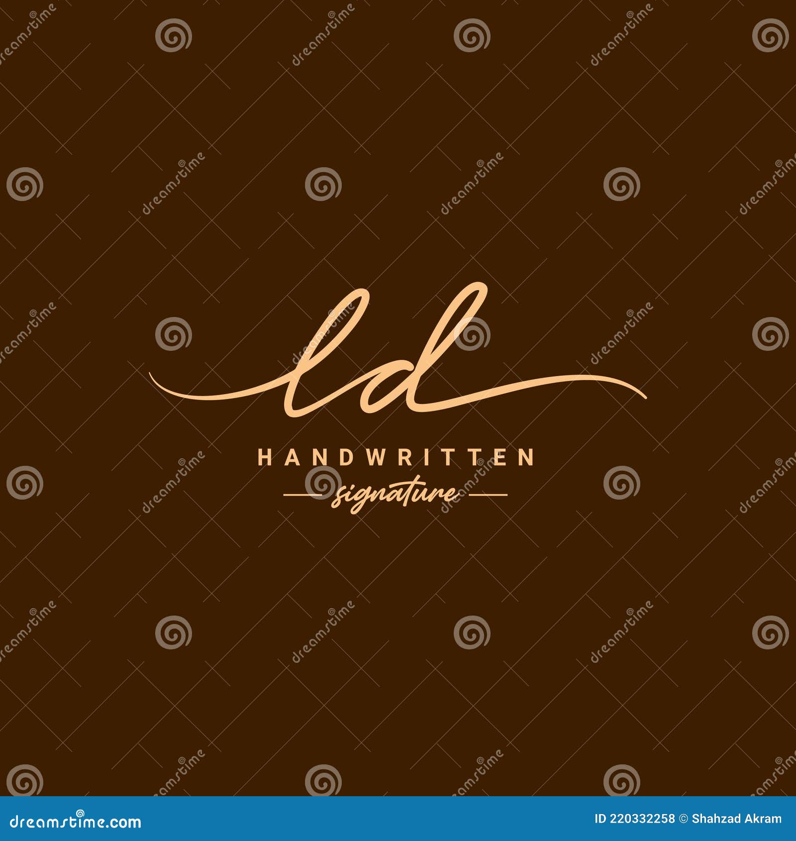 Initial Letter LD Logo - Handwritten Signature Logo Vector Illustration ...