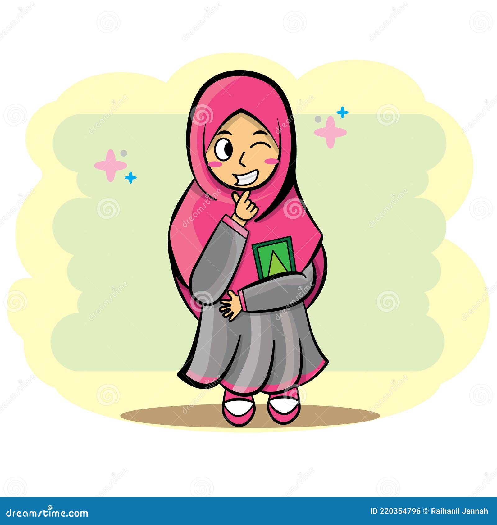 Muslimah Cute Cartoon Kids. Stock Vector - Illustration of cute, icon ...